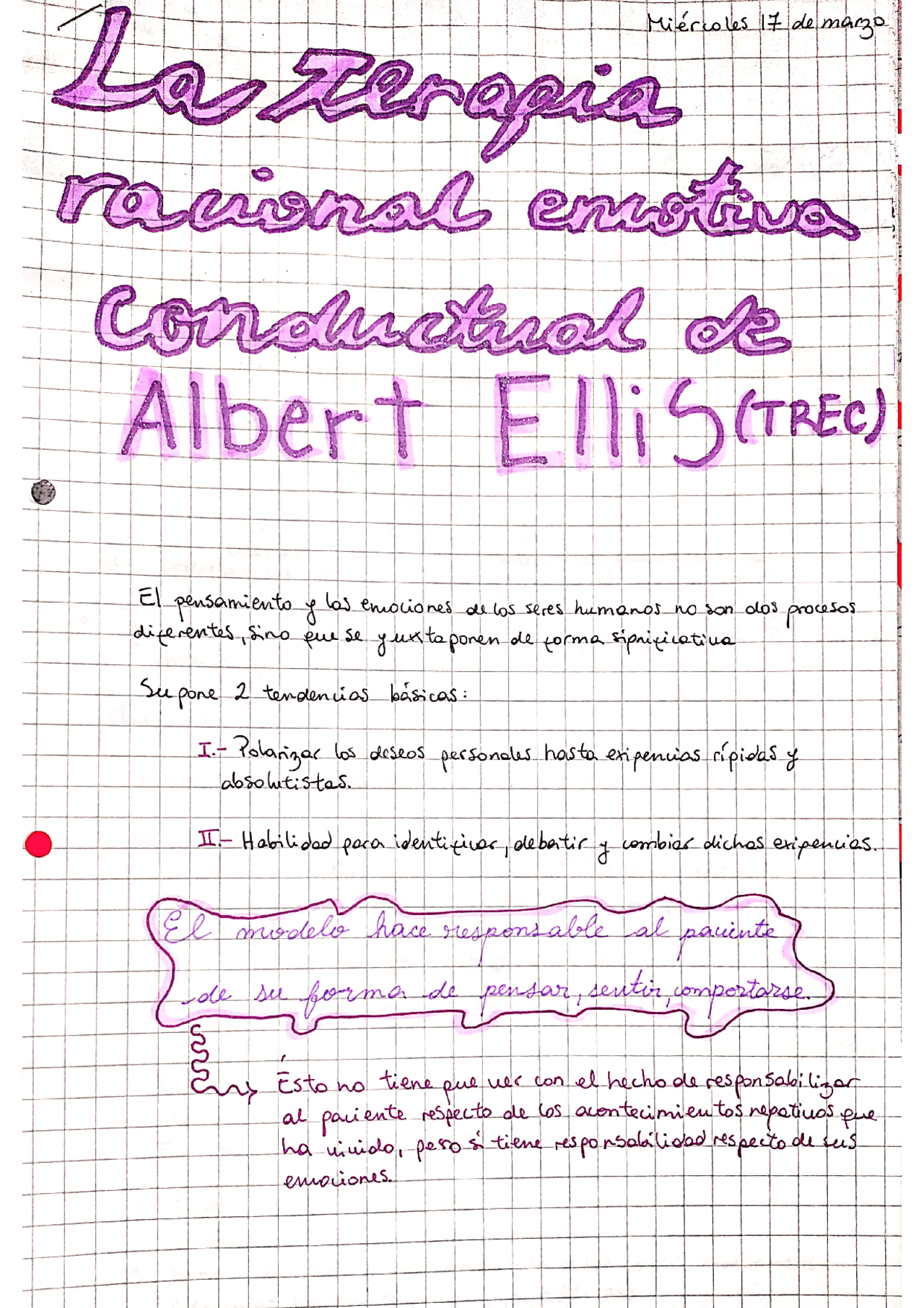 Teoría racional emotiva Ellis (TREC) - Docsity