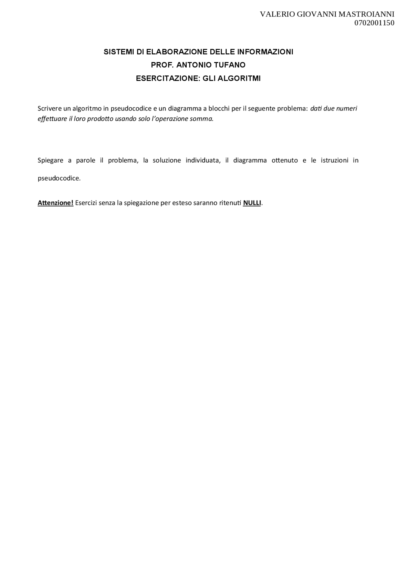 Esercitazione Algoritmi 3 Docsity