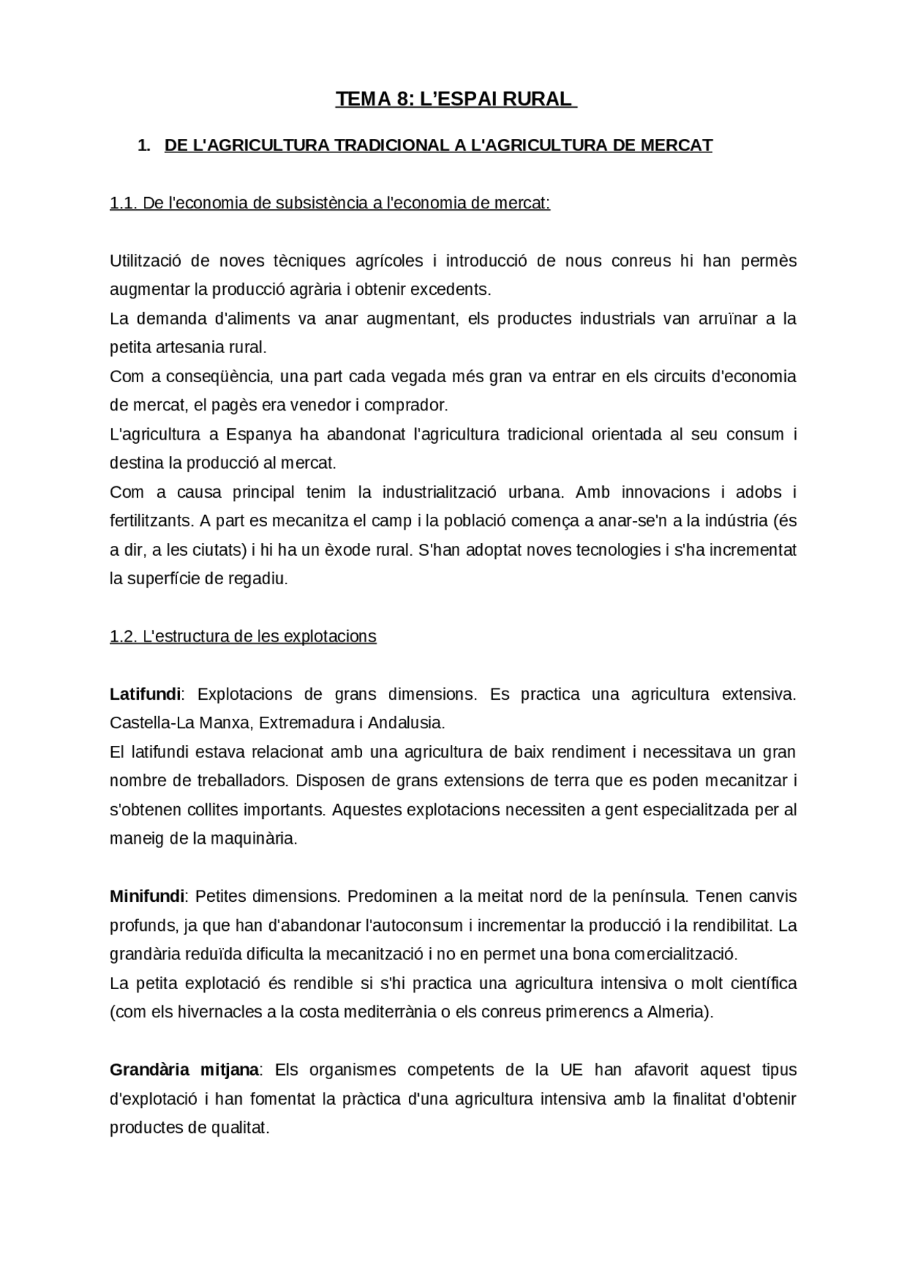 Tema 8: l'espai rural - Docsity