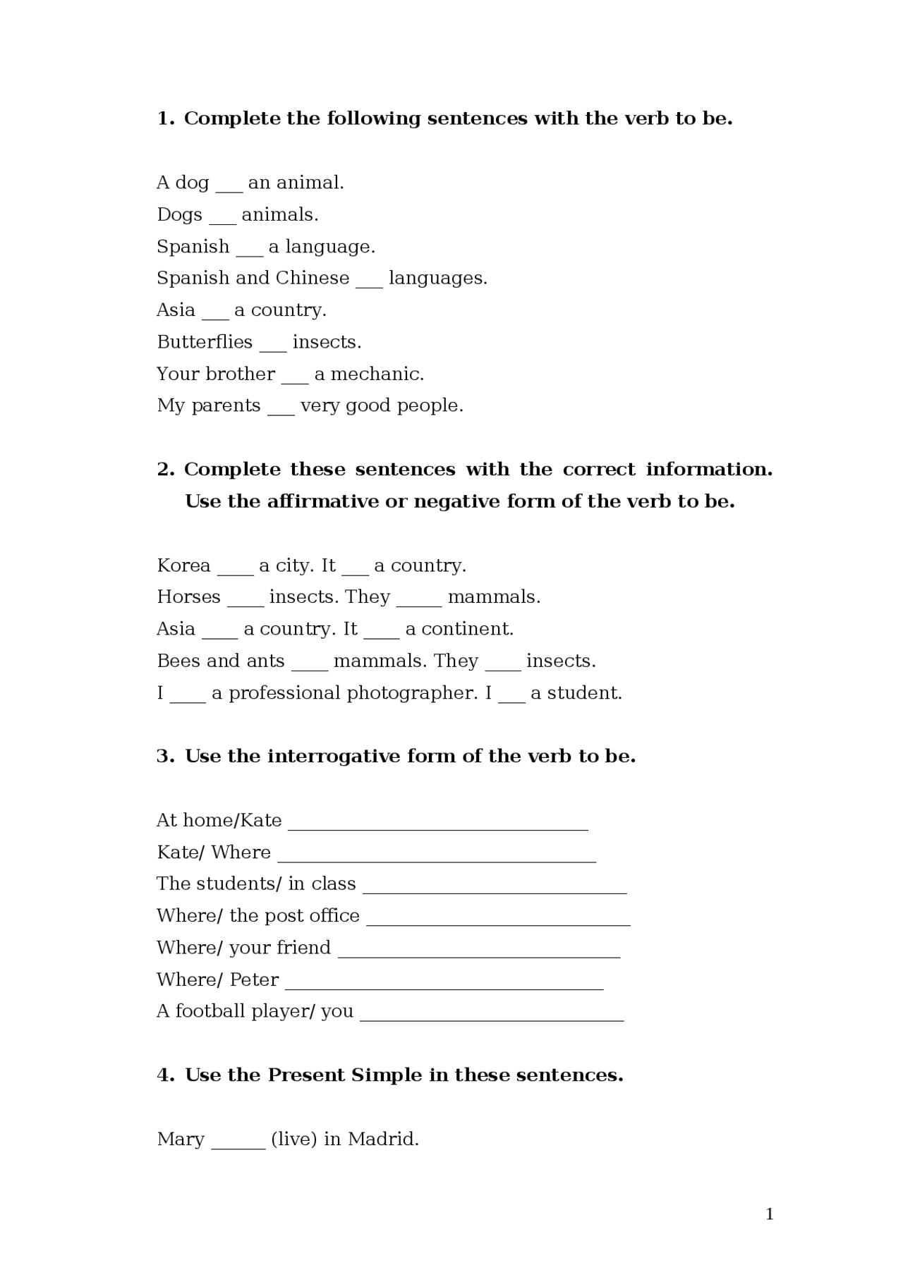 Ejercicios de Present Simple and Continuous. - Docsity