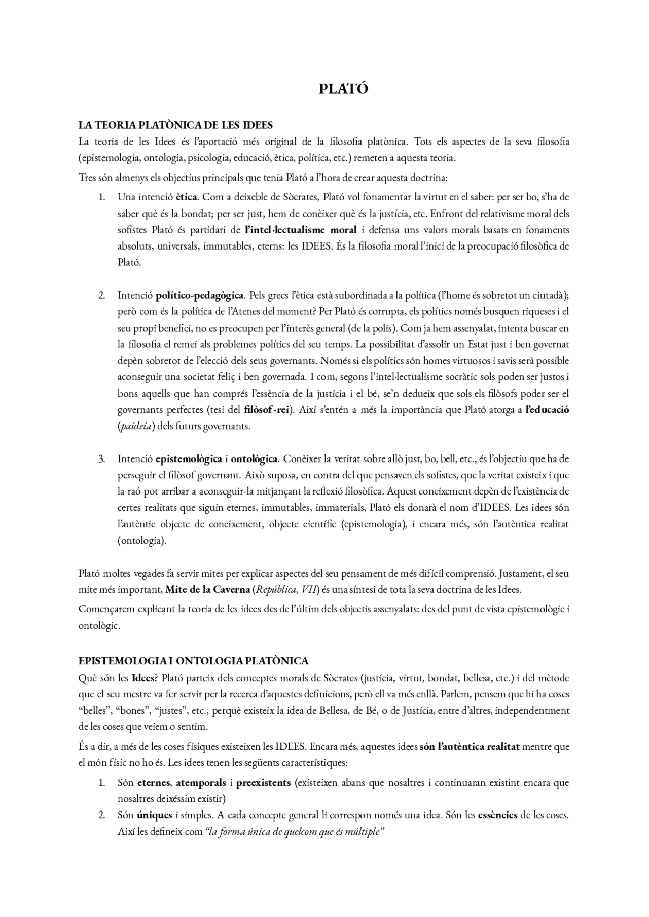 Plató Selectivitat Docsity