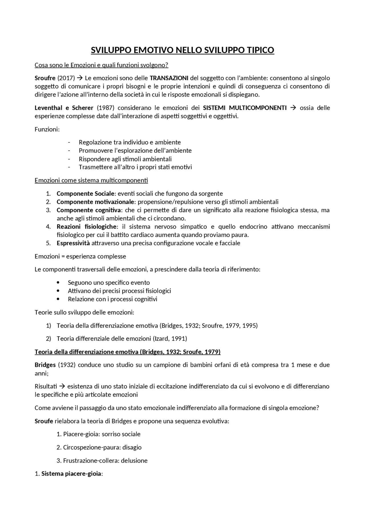 Lo Sviluppo Emotivo Psicologia Dello Sviluppo Docsity
