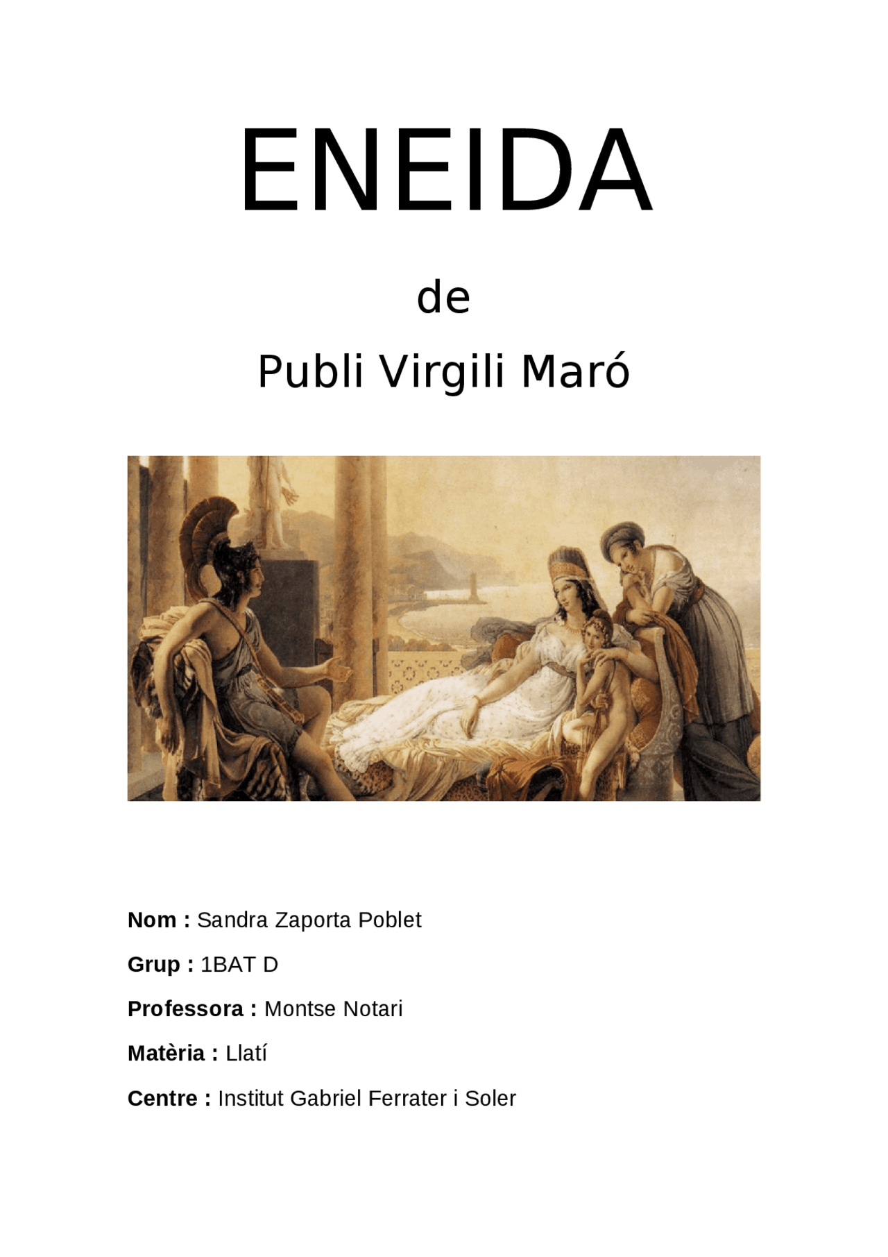 Treball Llatí Lectura Eneida 1 Bat Docsity