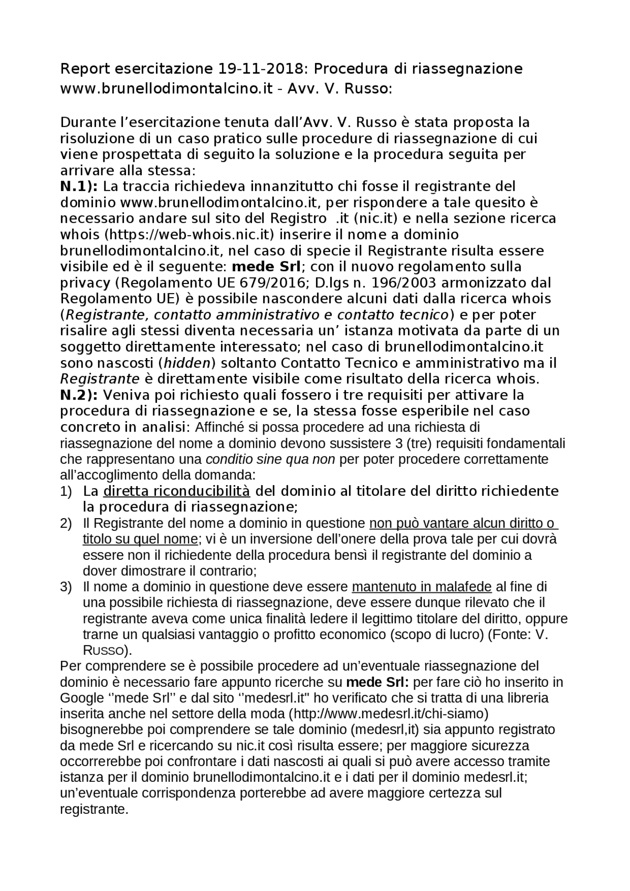 Esercitazione Informatica Giuridica Docsity