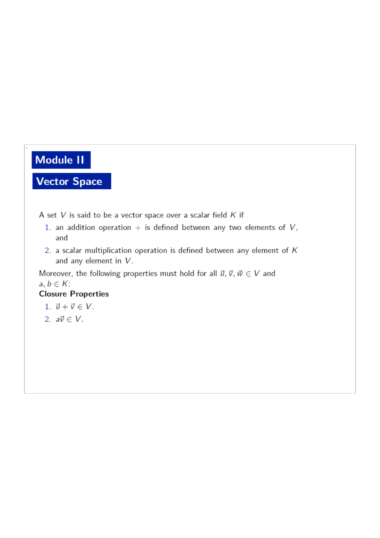 Applied Linear Algebra Module 2 Vectors Docsity
