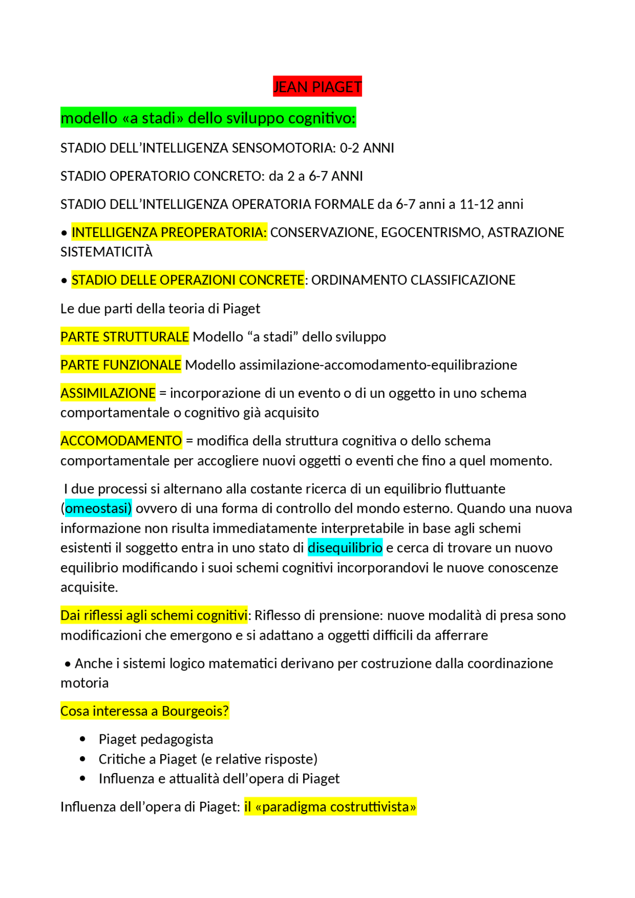 Appunti Autore Piaget E Vygoskij Docsity