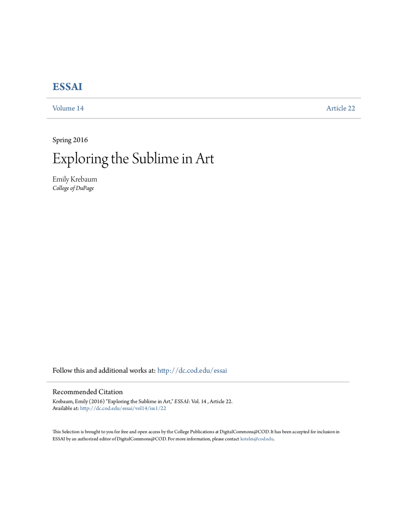 Exploring The Sublime In Art Docsity