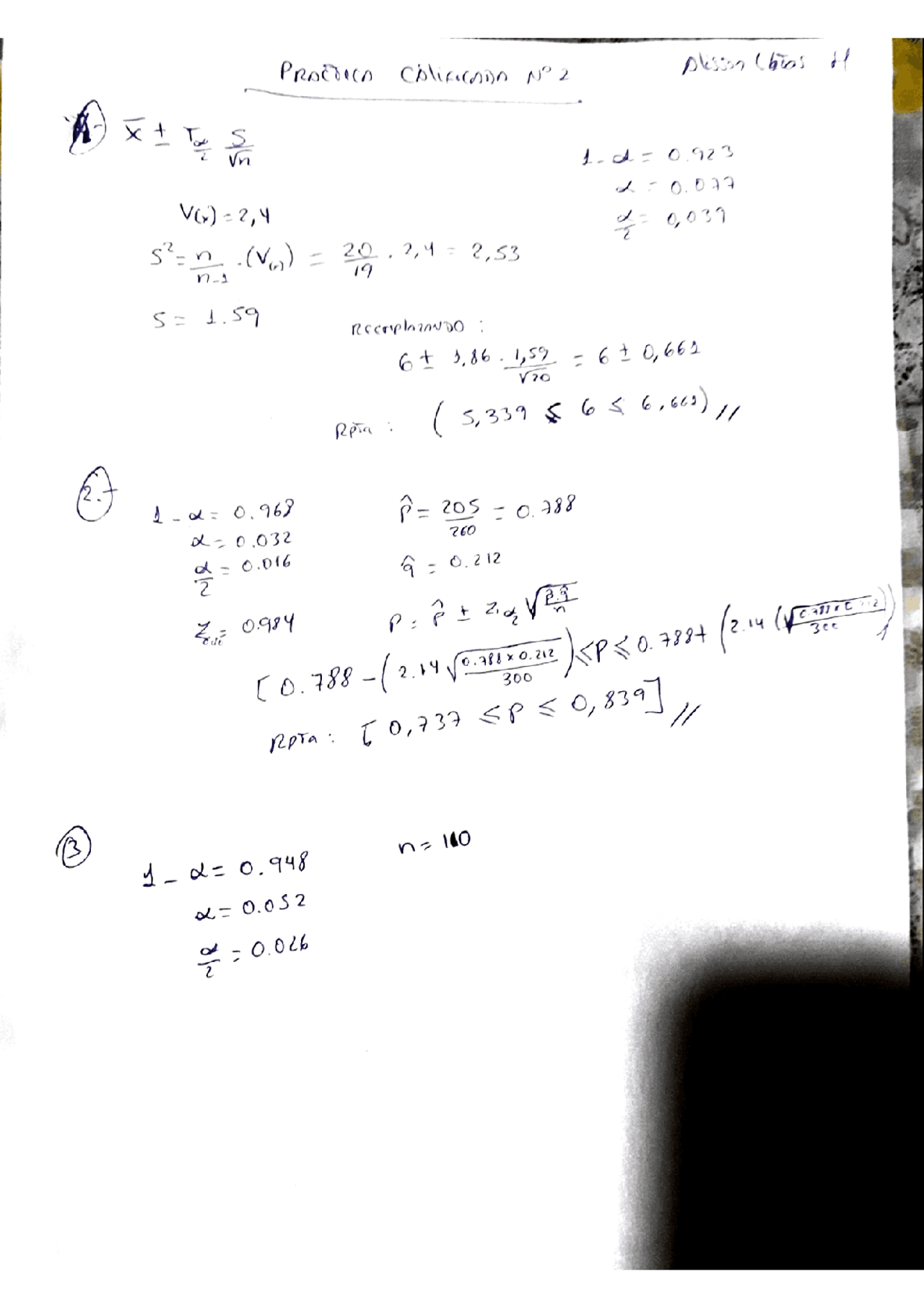 Estadística Practica Calificada 02 Docsity