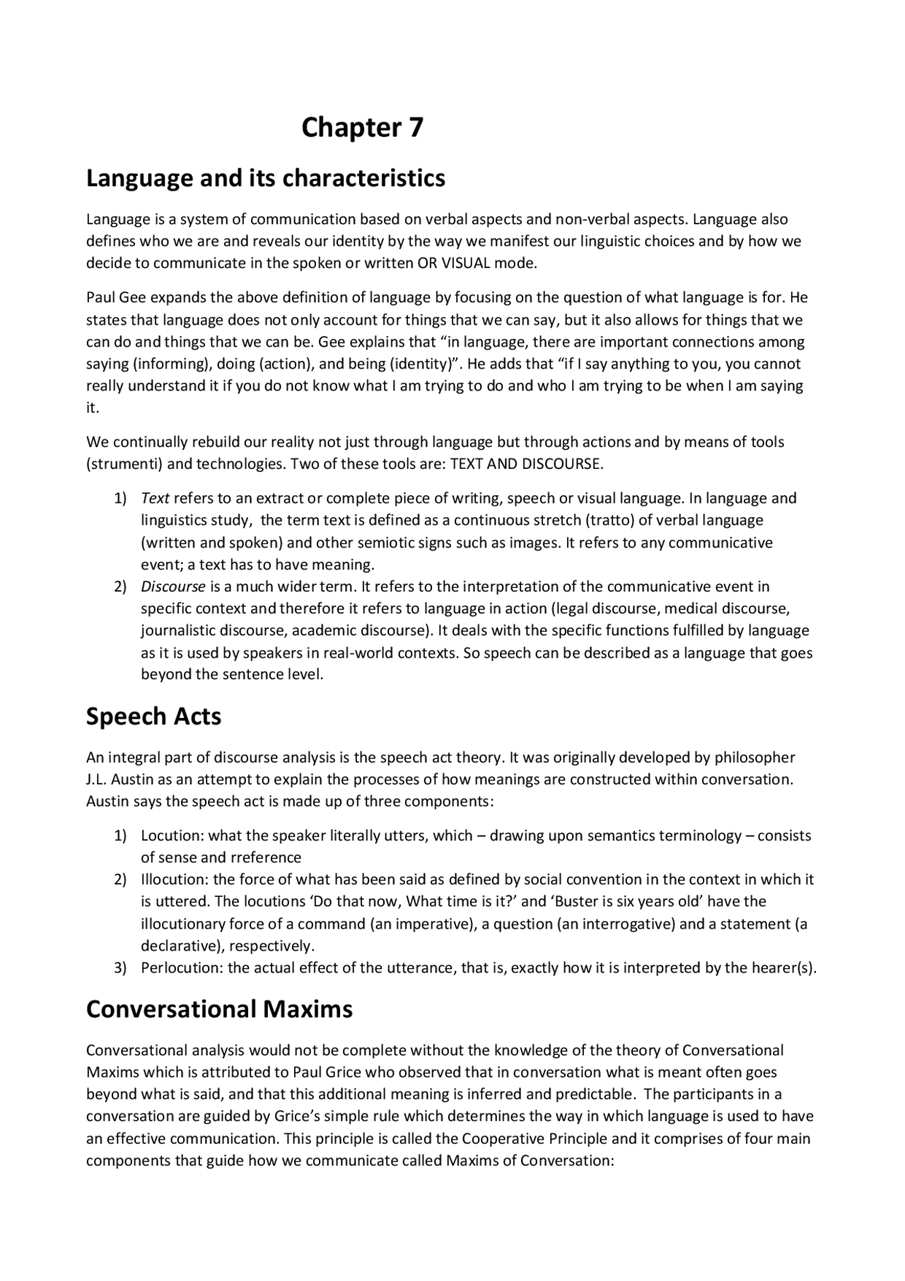 Language and its characteristics - Docsity