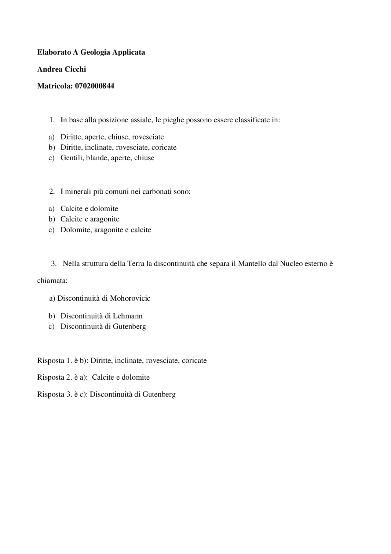 Elaborati Geologia Applicata Docsity