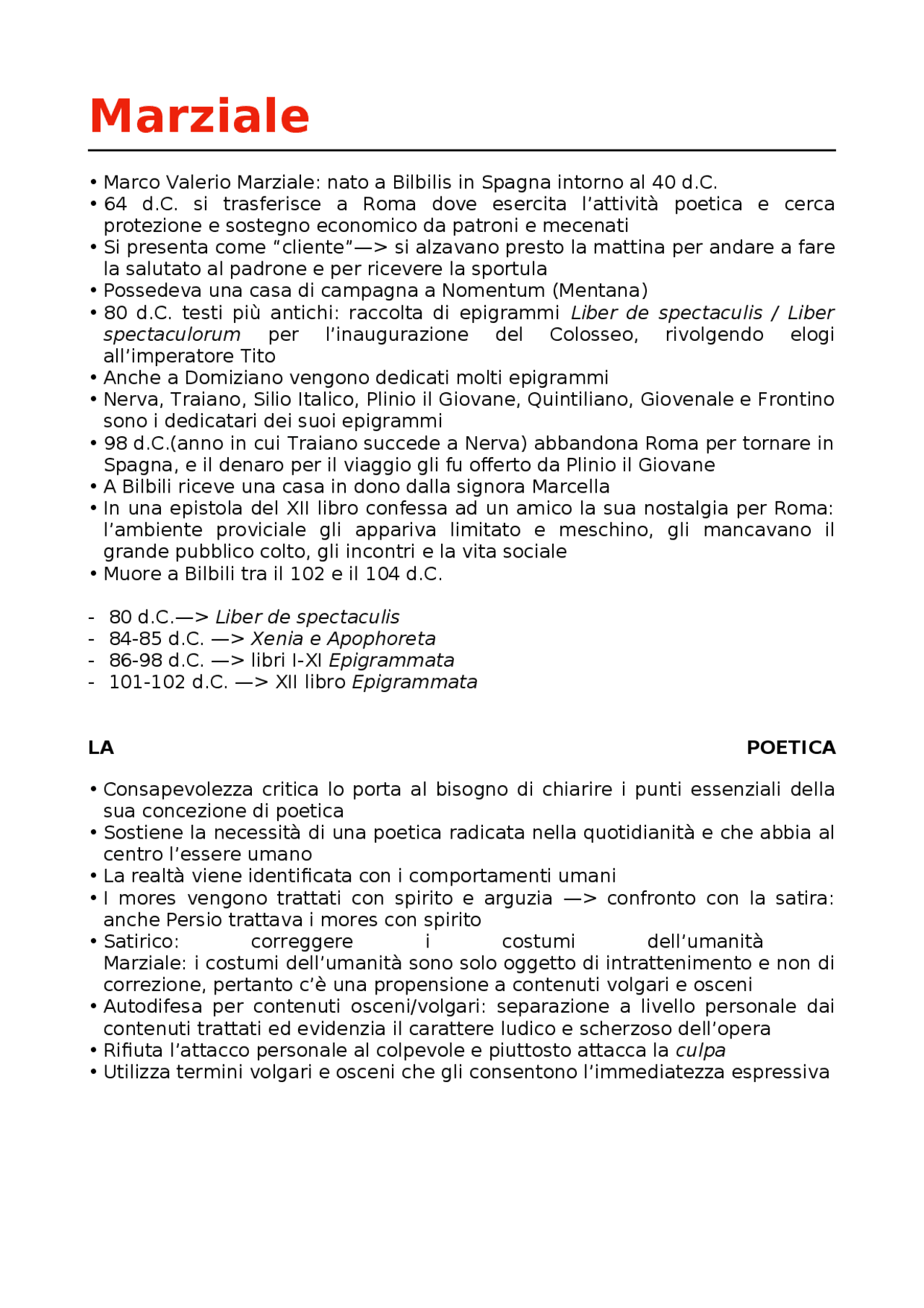 Marziale poeta latino - Docsity