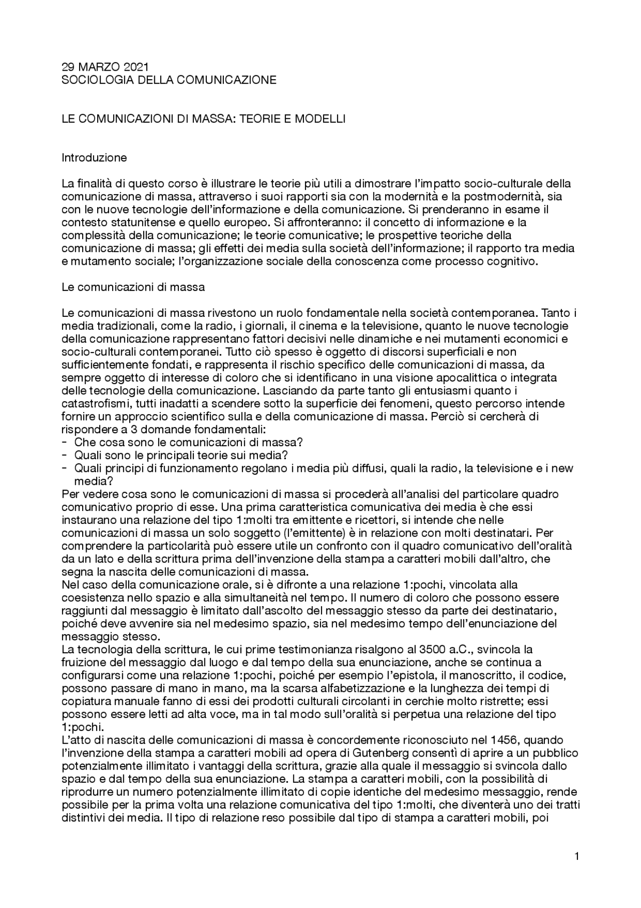 Appunti Completi Sociologia Della Comunicazione 12 Cfu Docsity