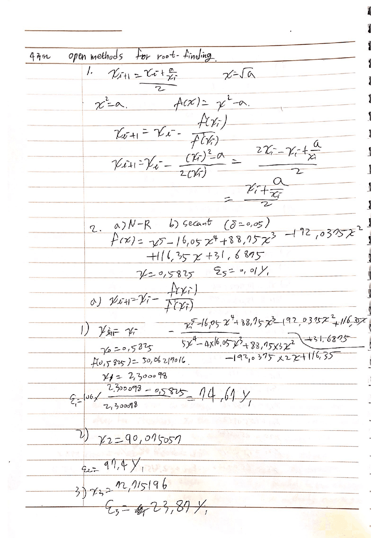 Numerical Analysis Homework 5th Week Docsity