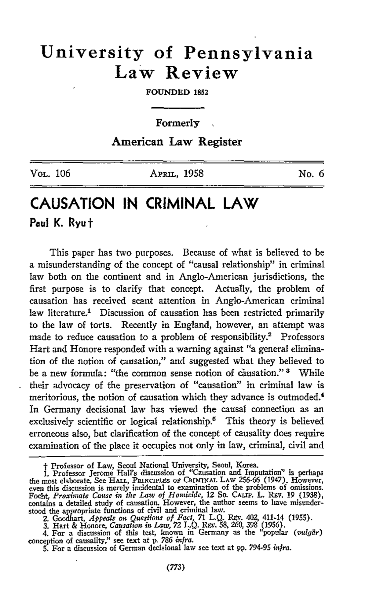 Causation of criminal law - Docsity