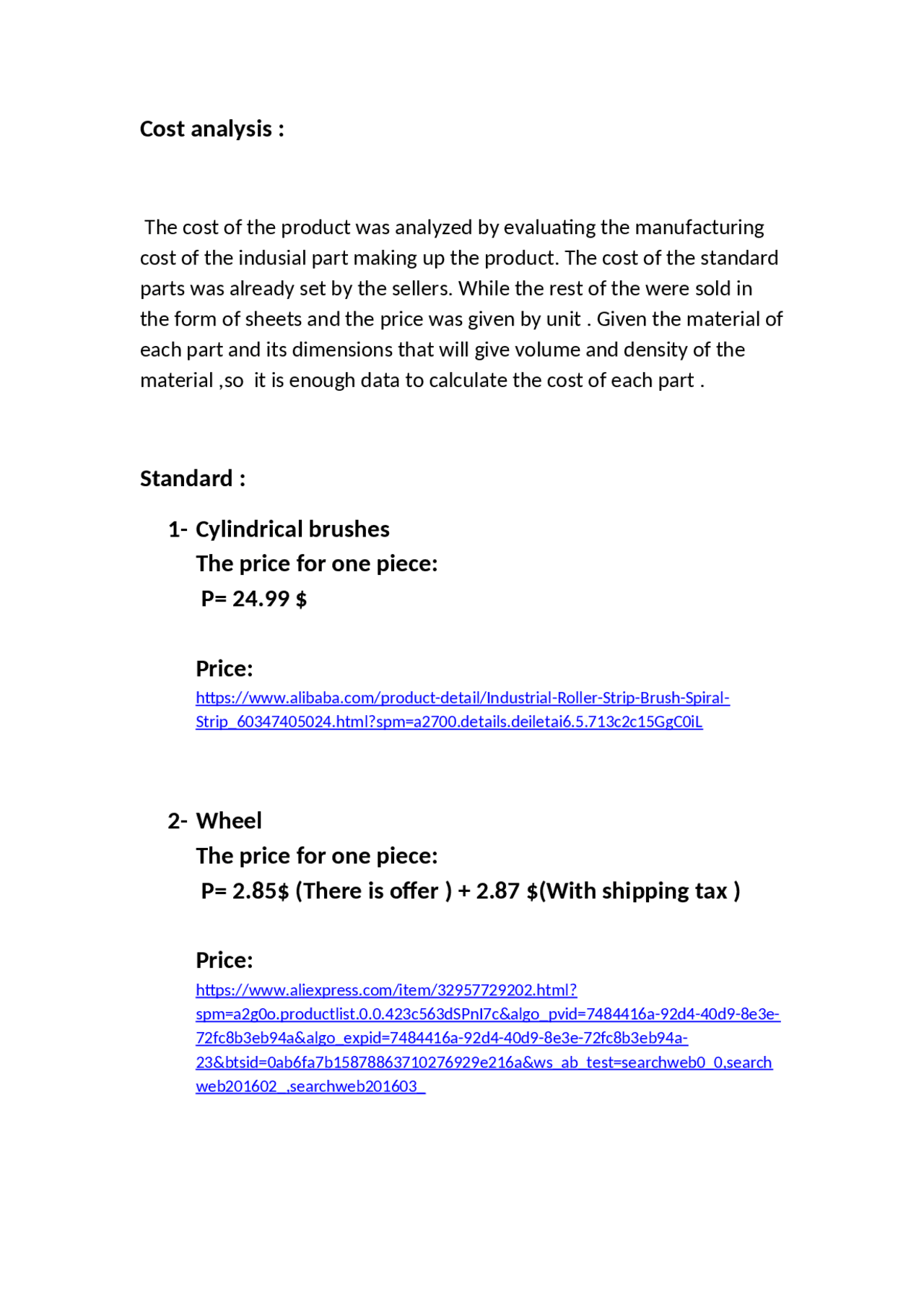 Cost analysis of simple project - Docsity