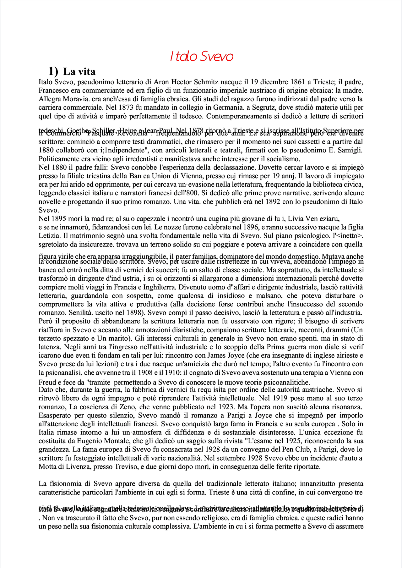 Italo svevo vita e opere - Docsity