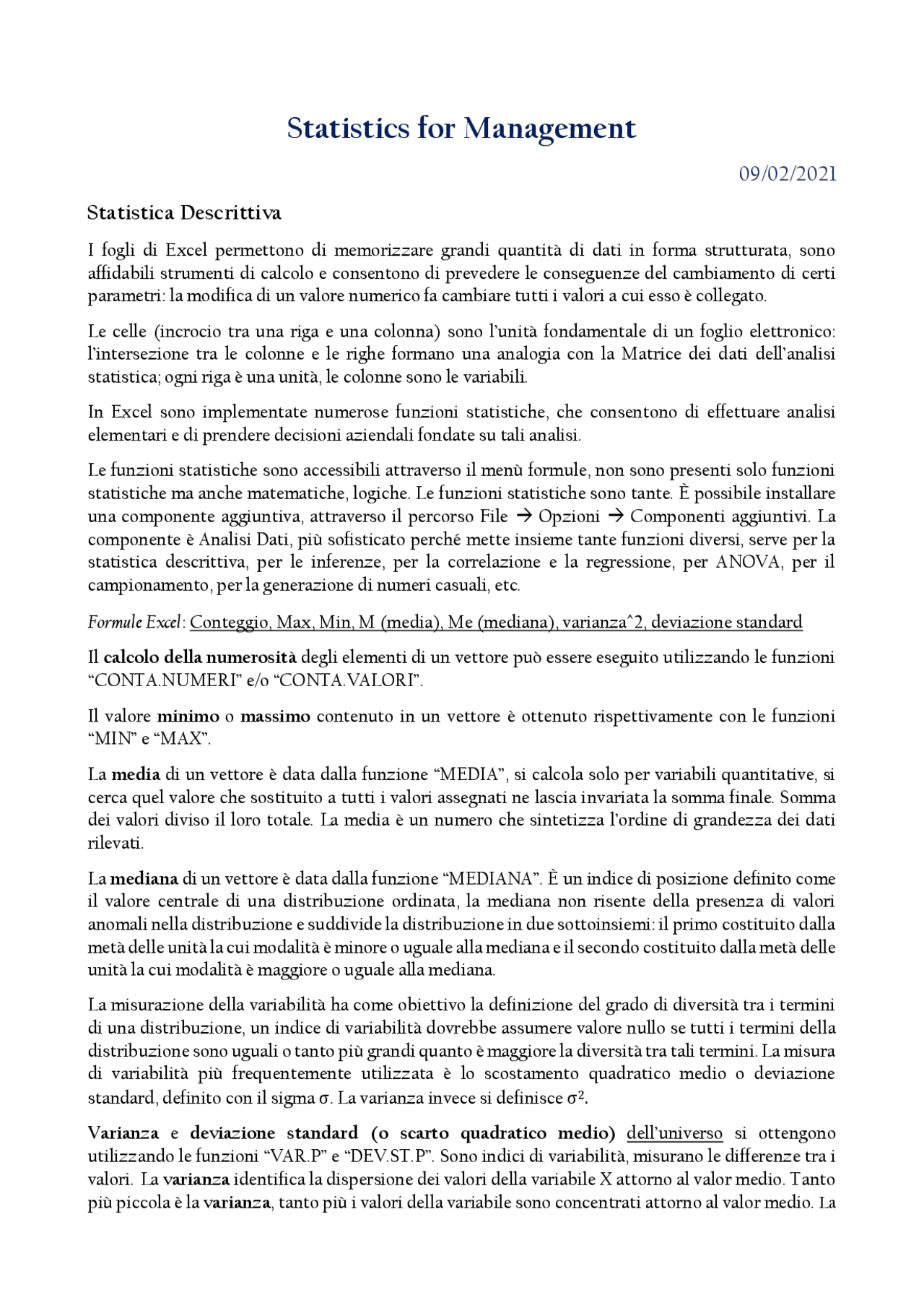 Statistics For Management Risoluzione Domande Esame Docsity