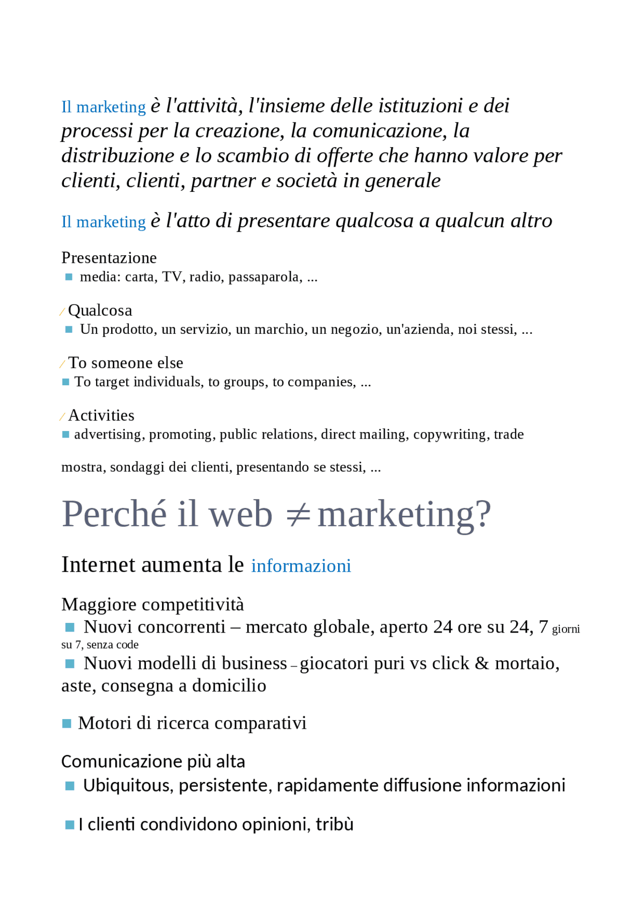 Riassunti Slide Technology Of Web Marketing Docsity