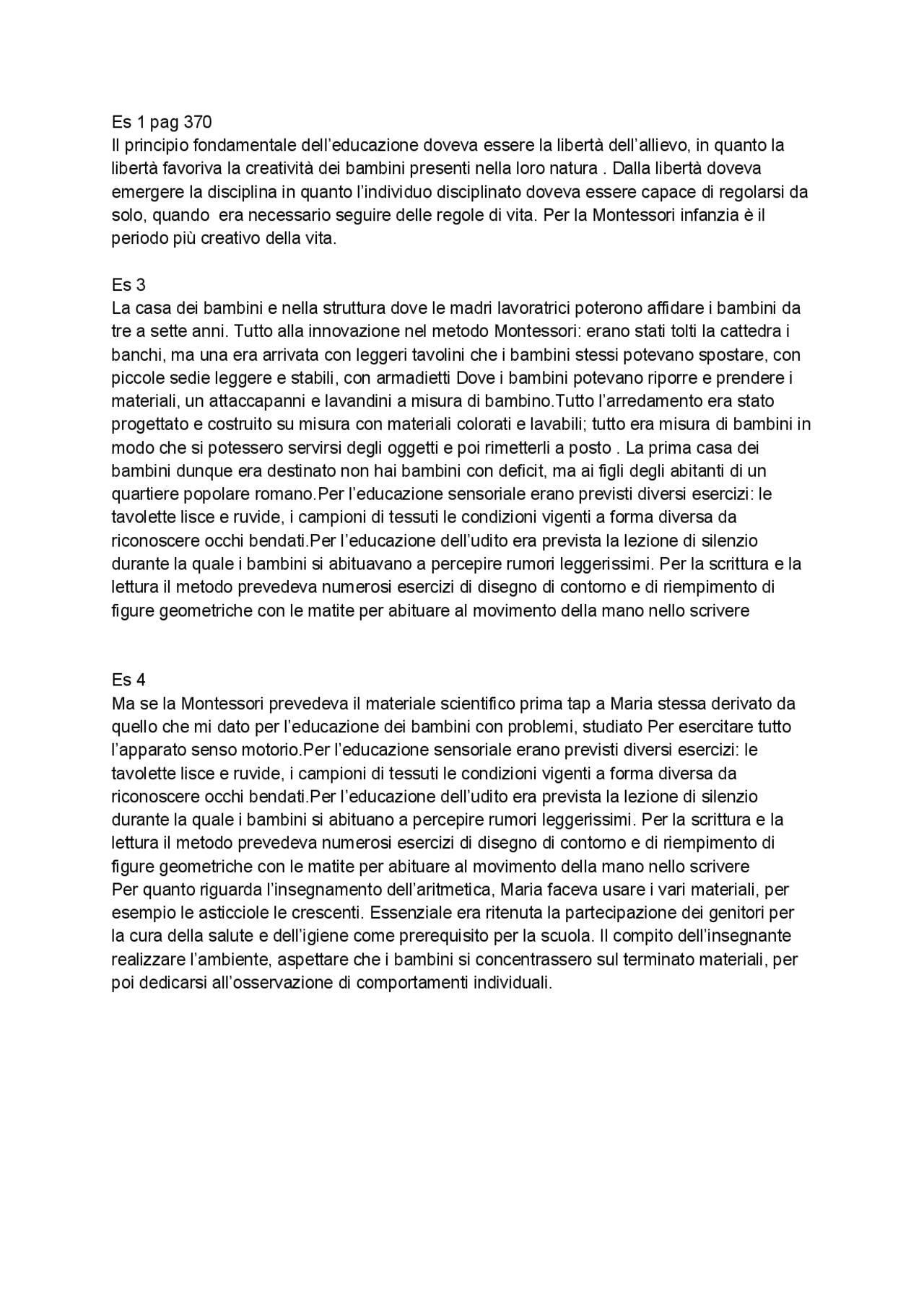 Pedagogia Esercizi Per Ripasso Docsity