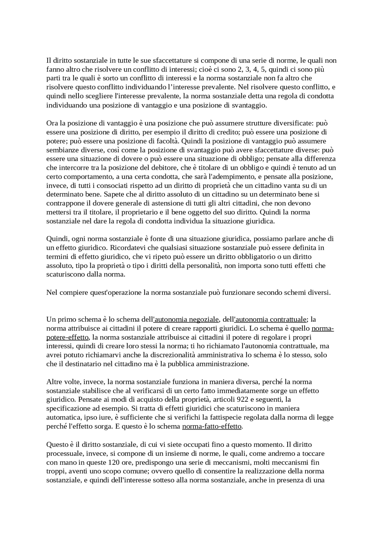 Diritto Processuale E Diritto Sostanziale Docsity