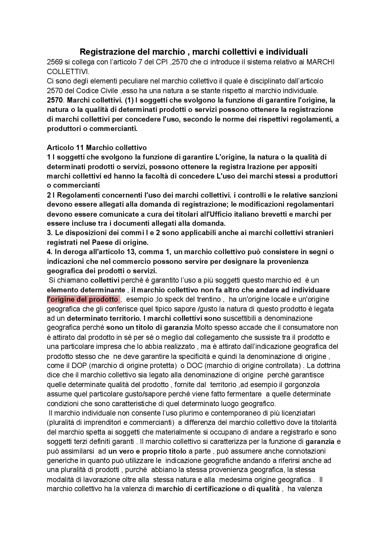 Marchi Collettivi E Individuali Docsity