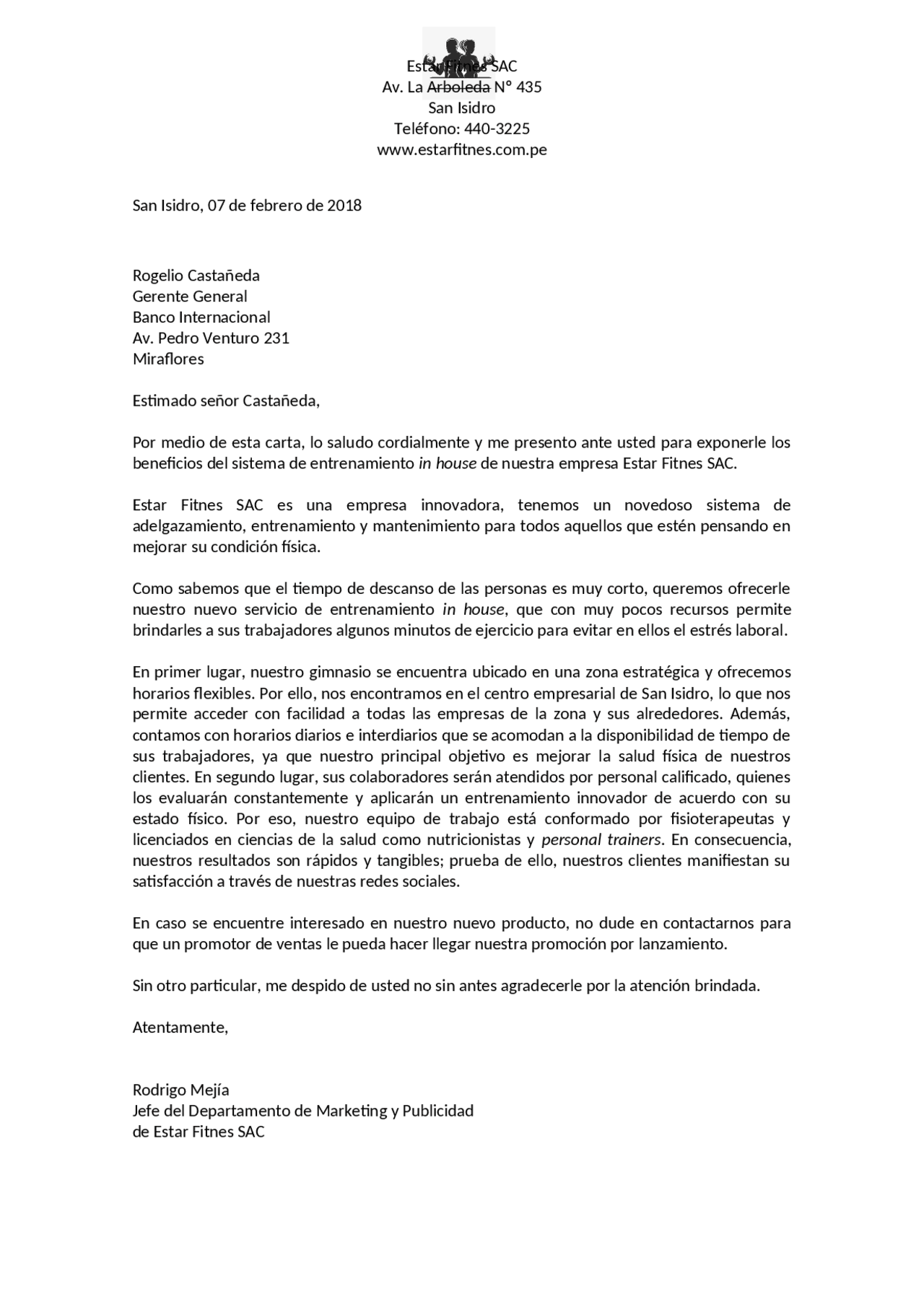 Carta tarea de redacción - Docsity