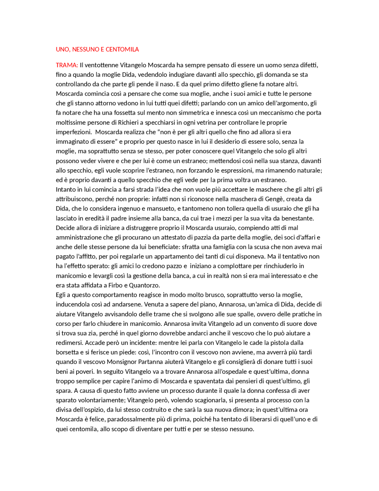 Scheda Libro Uno Nessuno E Centomila Docsity