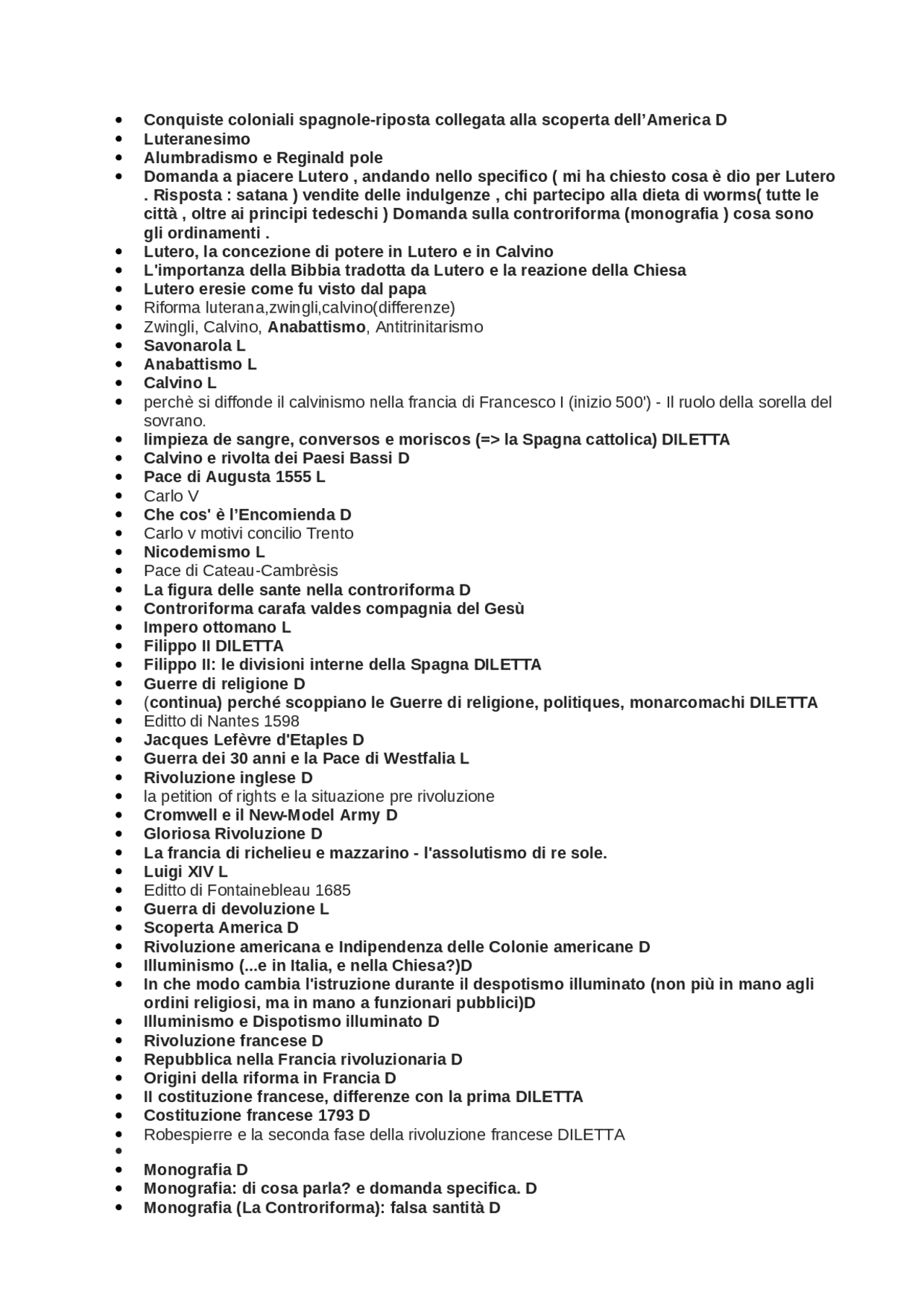 Domande Storia Moderna Frequenti Docsity