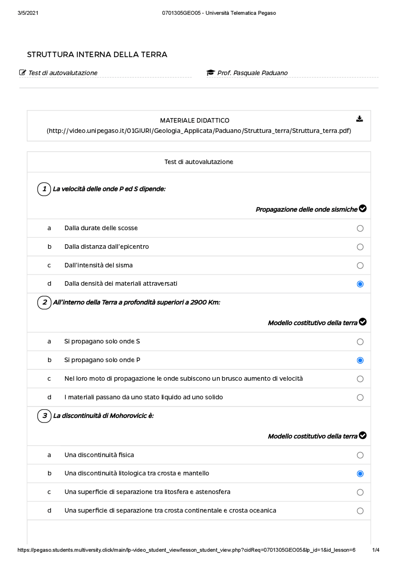 Test Geologia Applicata Docsity