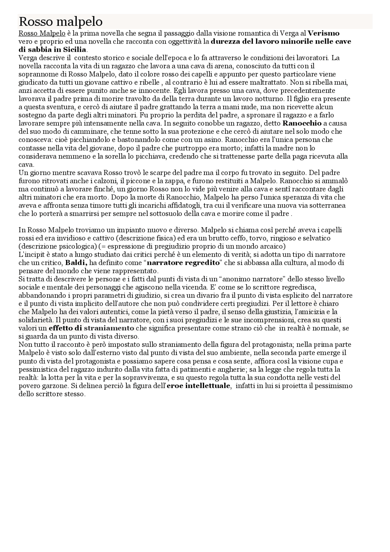 Rosso Malpelo Giovanni Verga Docsity