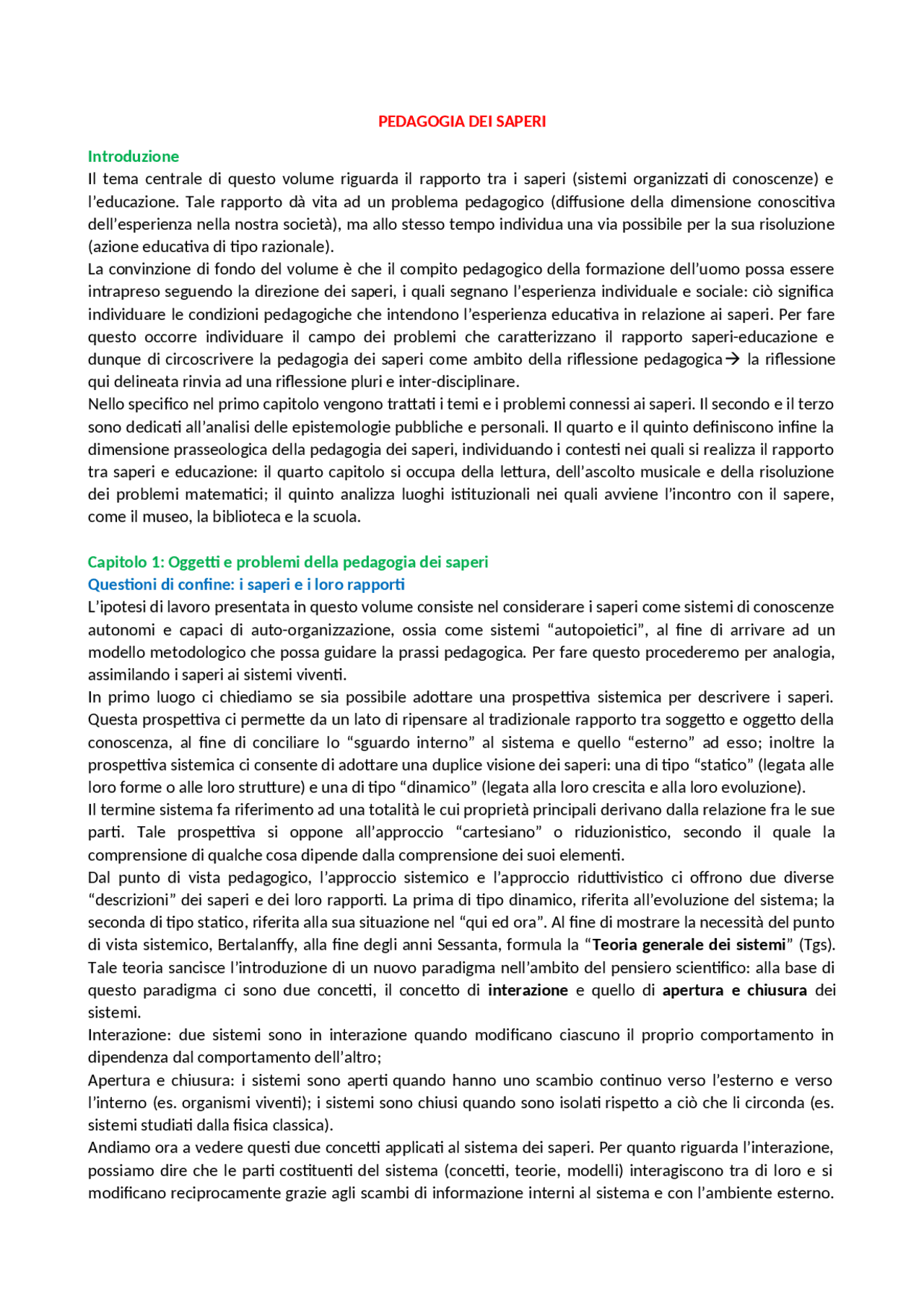 Pedagogia Dei Saperi Docsity