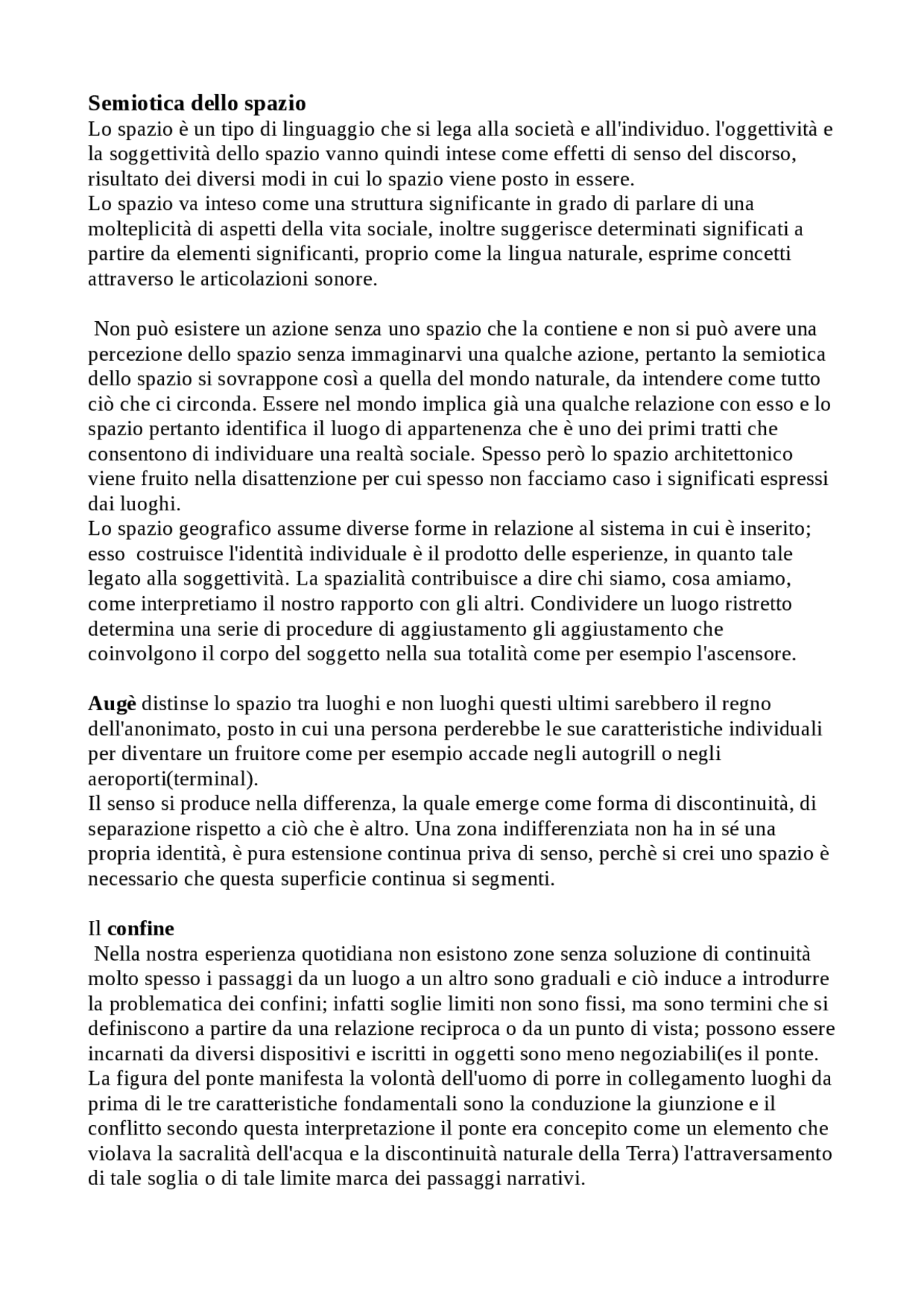 Semiotica Dello Spazio Docsity