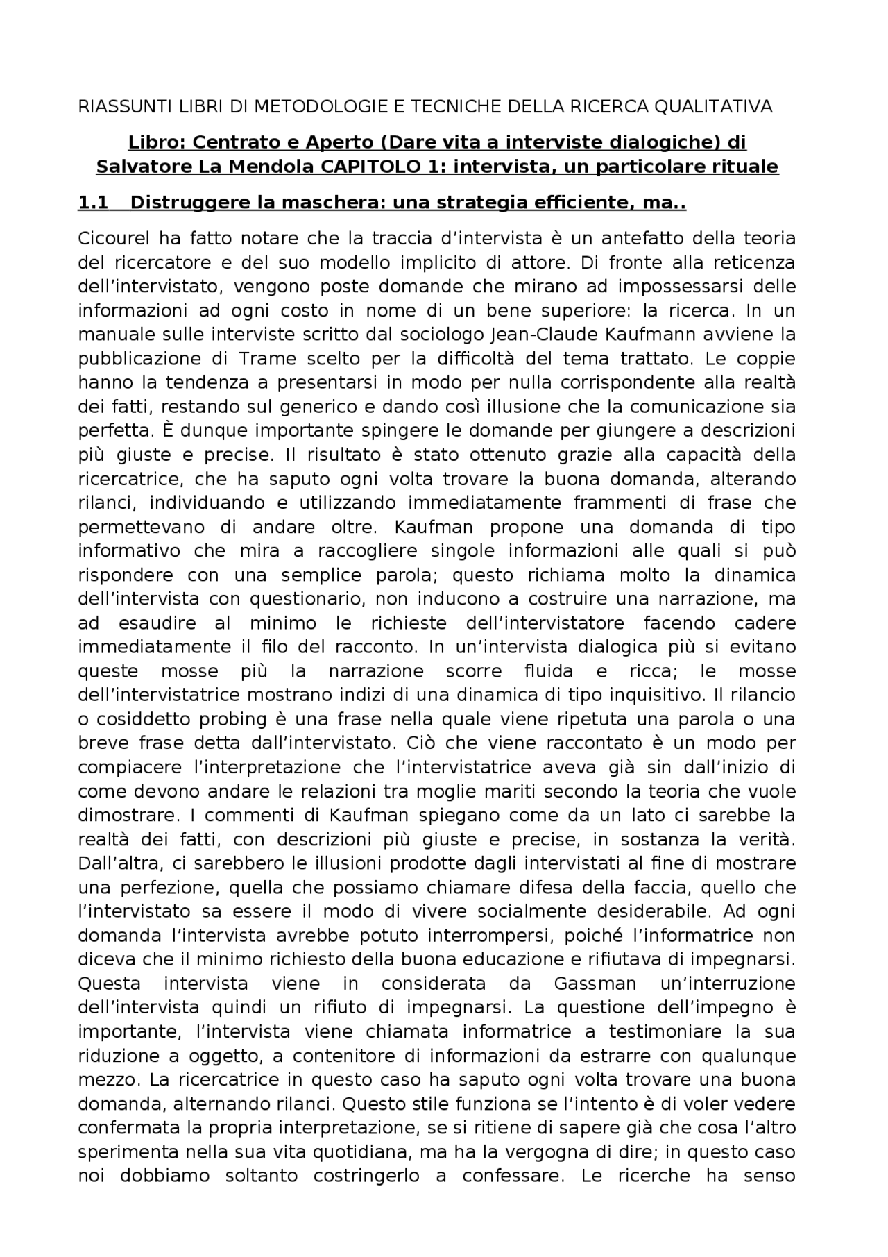 Metodologie E Tecniche Della Ricerca Qualitativa Docsity