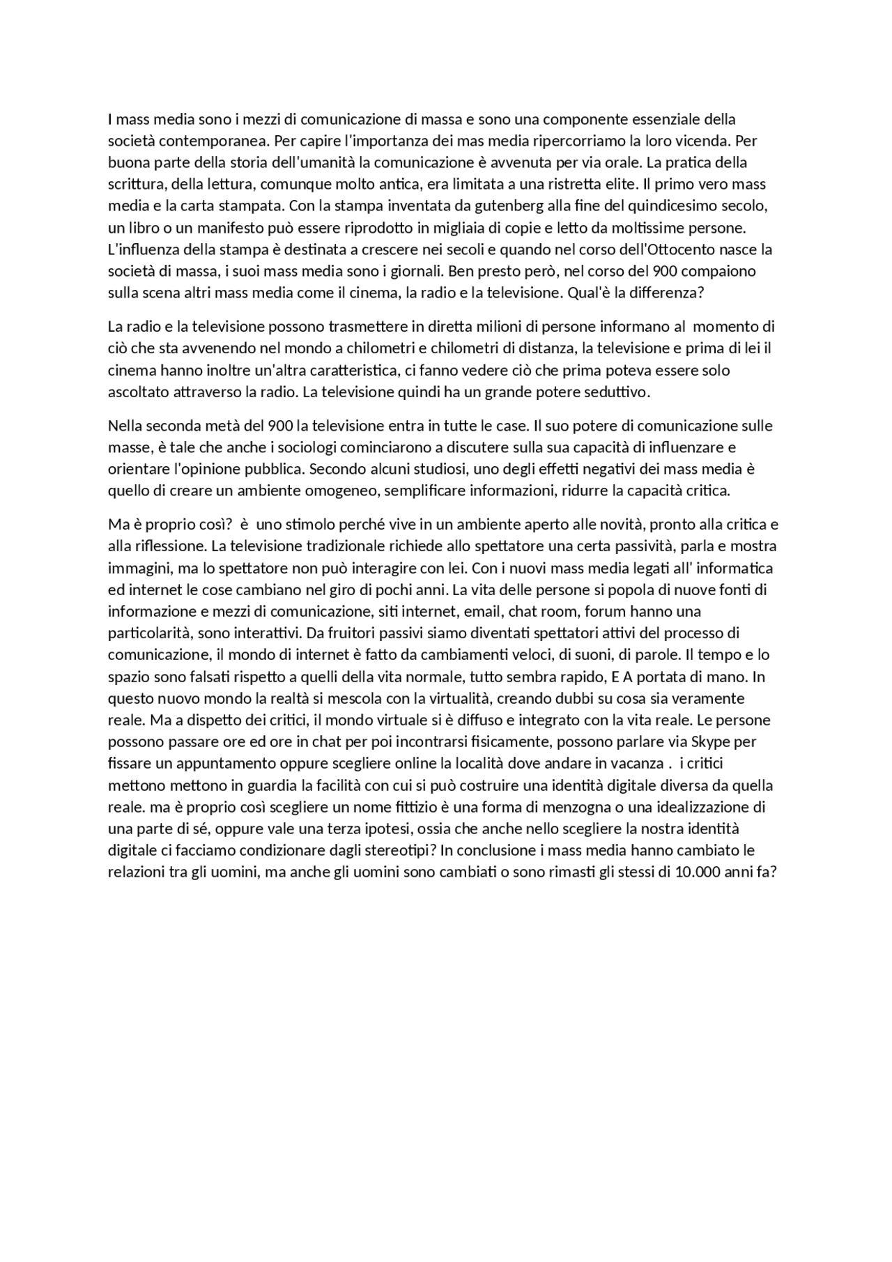 Levoluzione Dei Mass Media Docsity