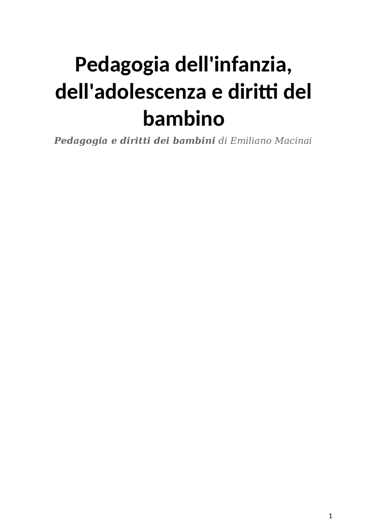 Pedagogia E I Diritti Dei Bambini Docsity