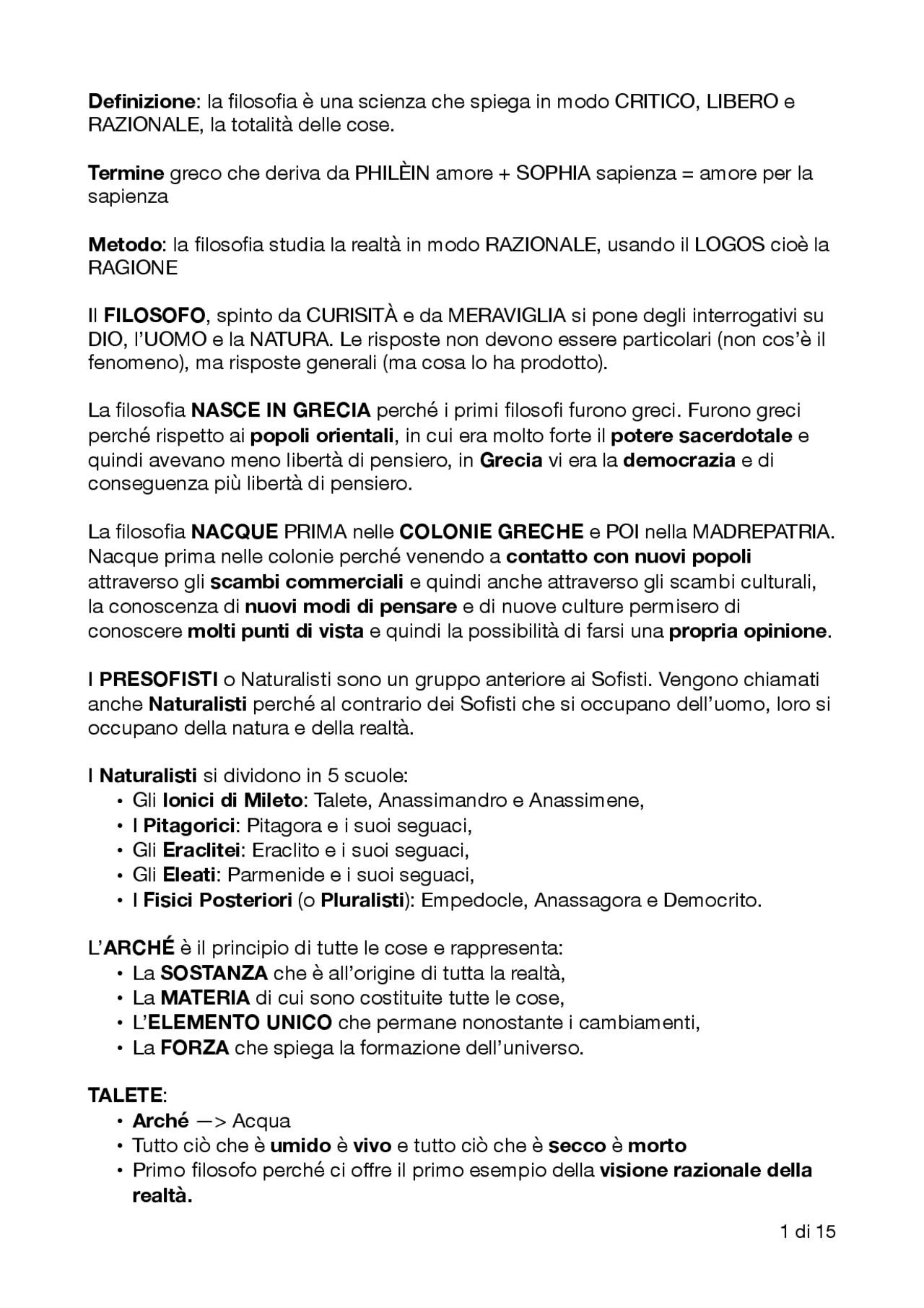 Schemi filosofia su: definizione, naturalisti, sofisti, Socrate, Platone e Aristotele | Appunti ...