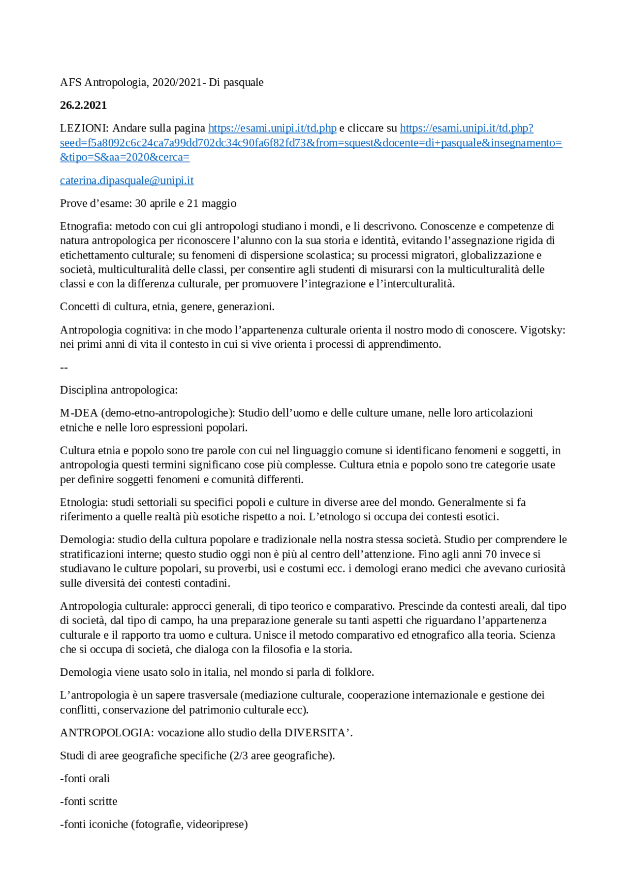 Afs Antropologia Appunti Docsity