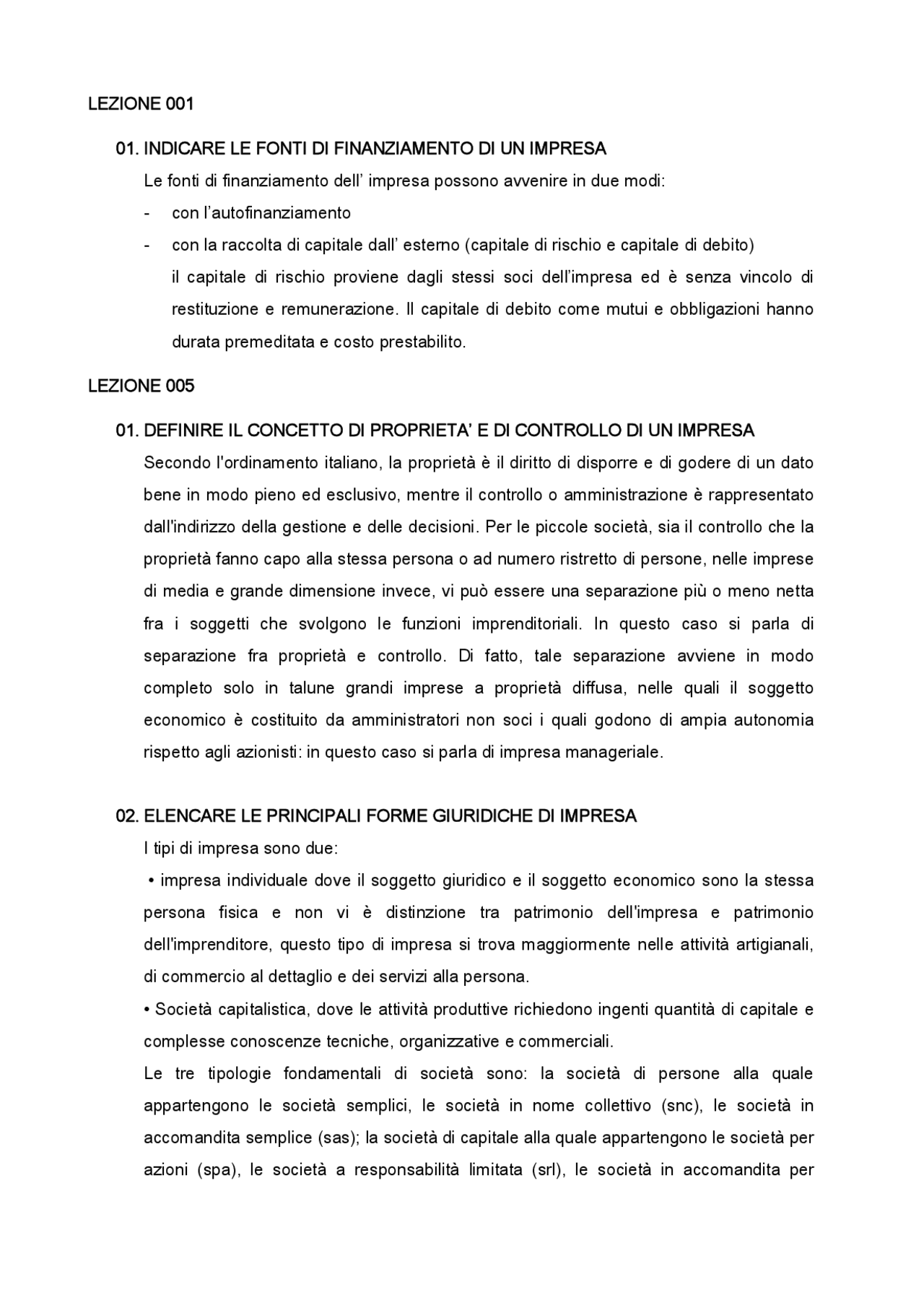 Risposte domande aperte Fondamenti di ingegneria economico-gestionale ...