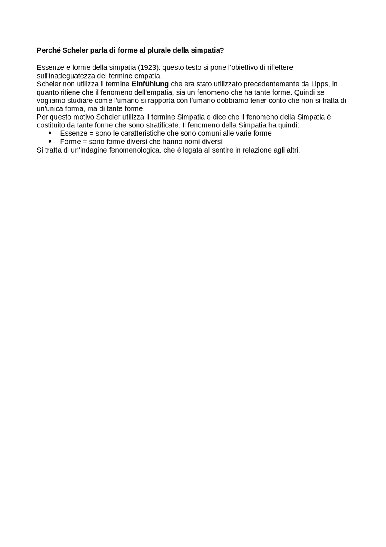 Essenze E Forme Della Simpatia Appunti Di Filosofia Morale Docsity