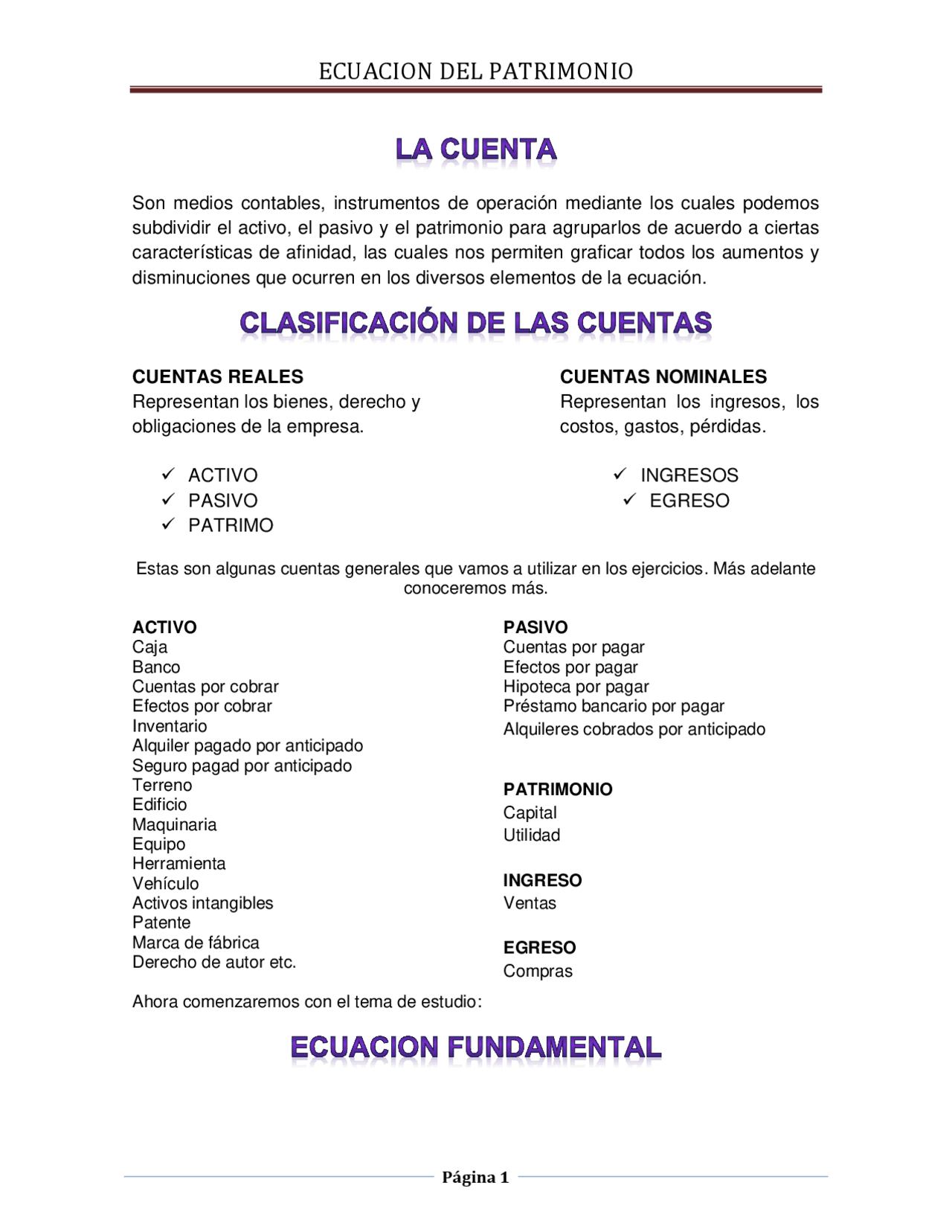 Definicion de Cuentas - Docsity