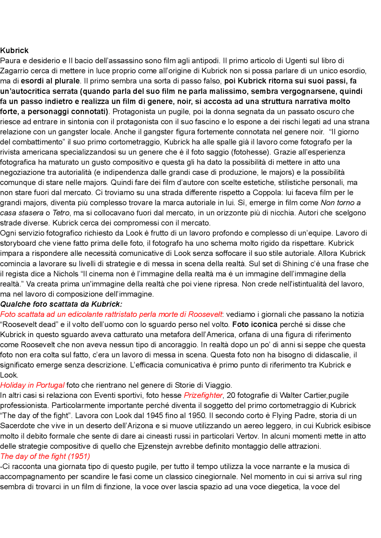 Riassunto Kubrick Dodici Sguardi Critici Docsity