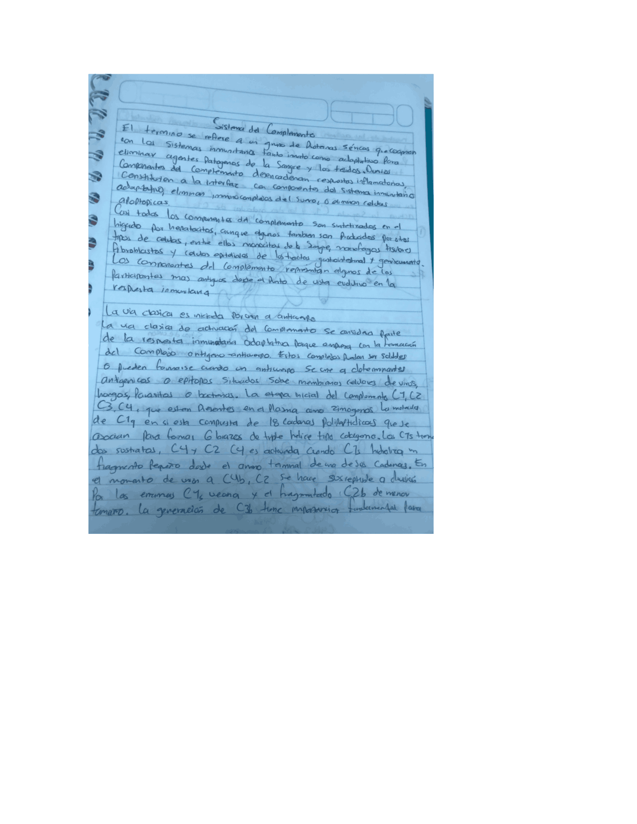 Sistema Complemento Para La Materia De Inmunologia Docsity