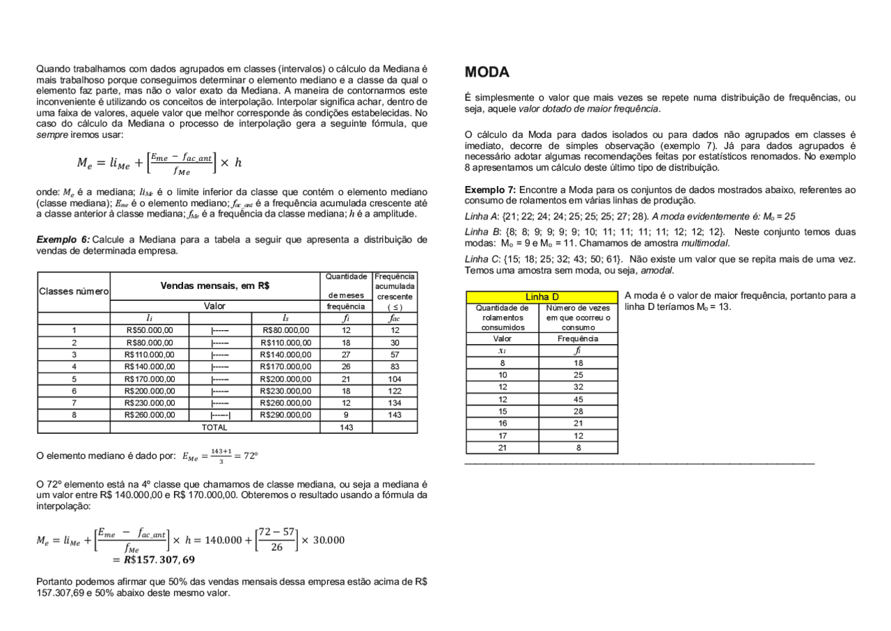 Aula de Estatística. - Docsity