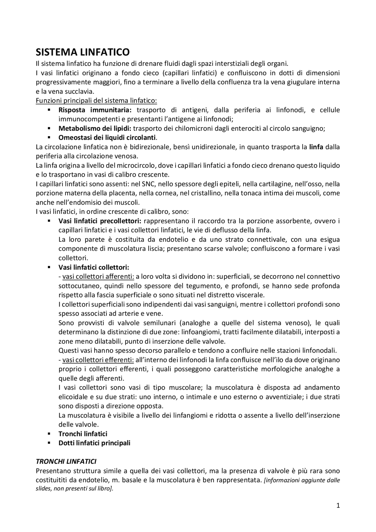 Sistema Linfatico Anatomia Umana Docsity