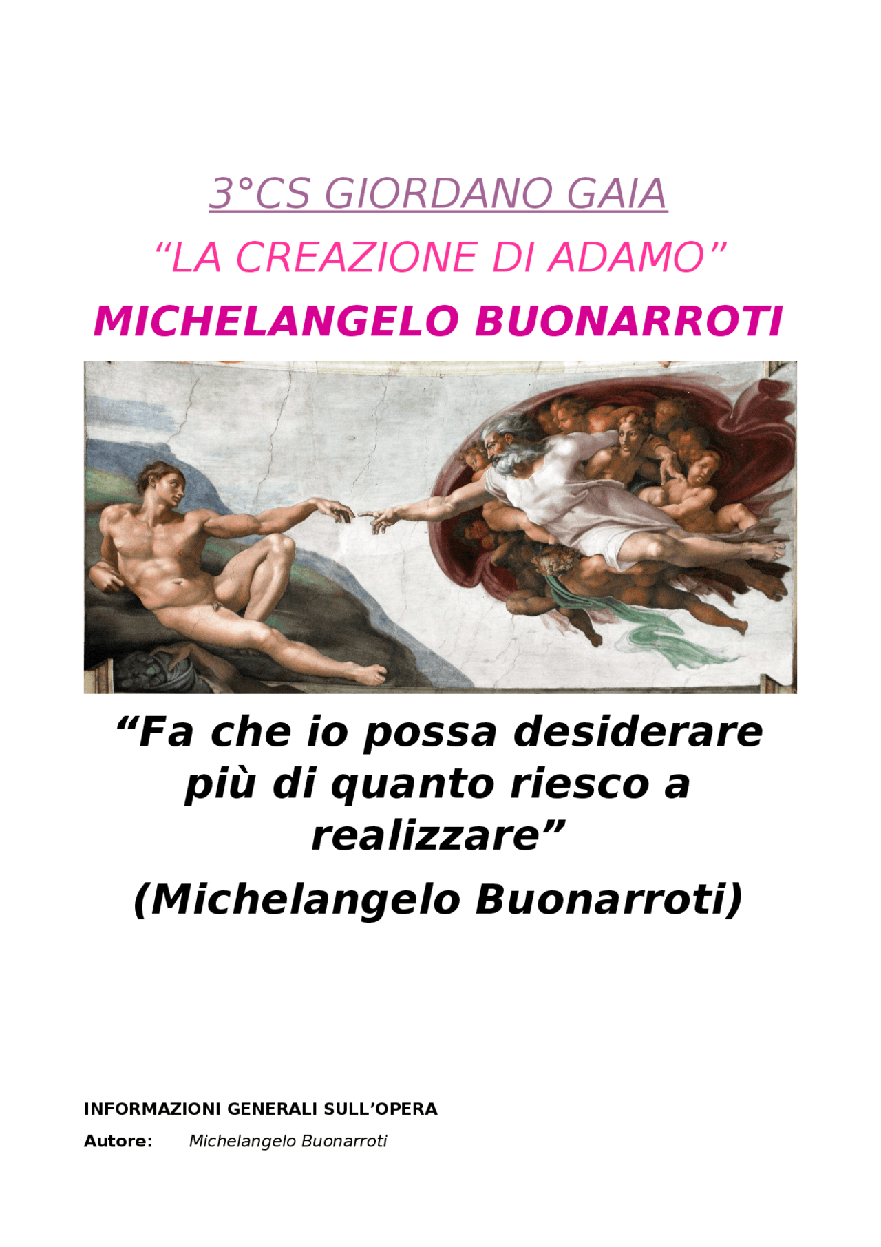 La Creazione Di Adamo Docsity