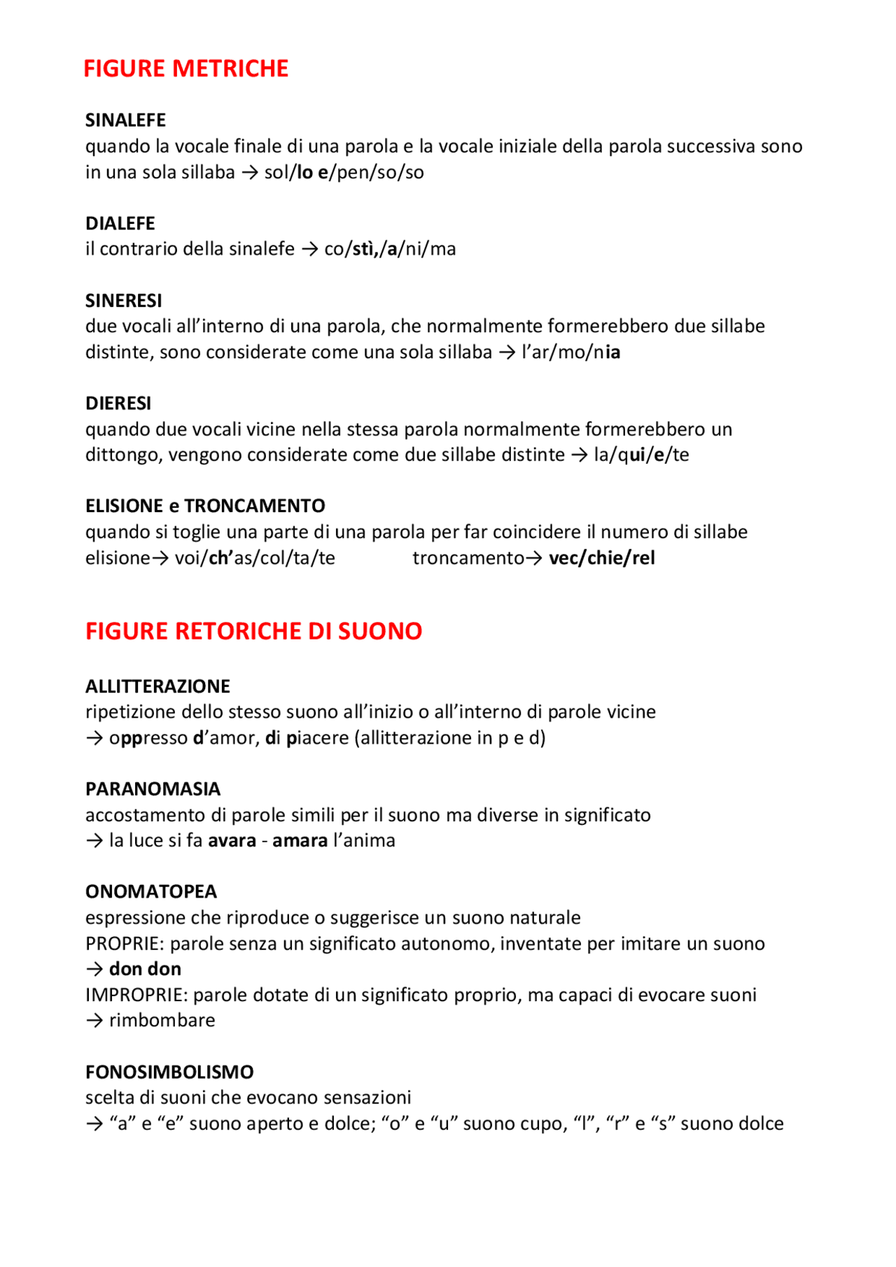 Figure Retoriche E Rime Sonetto E Canzone Apuntes De Italiano Docsity