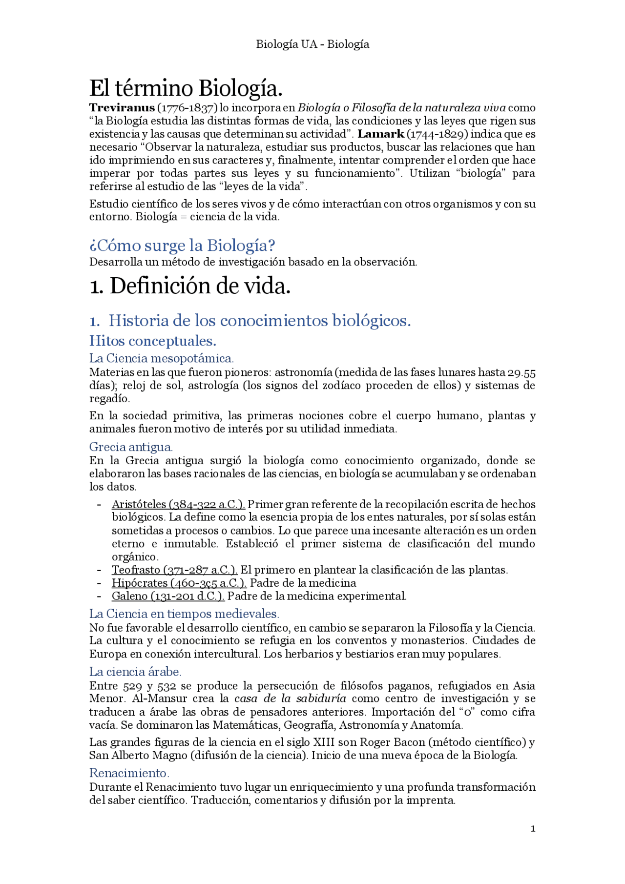 1. Definición de vida. - Docsity