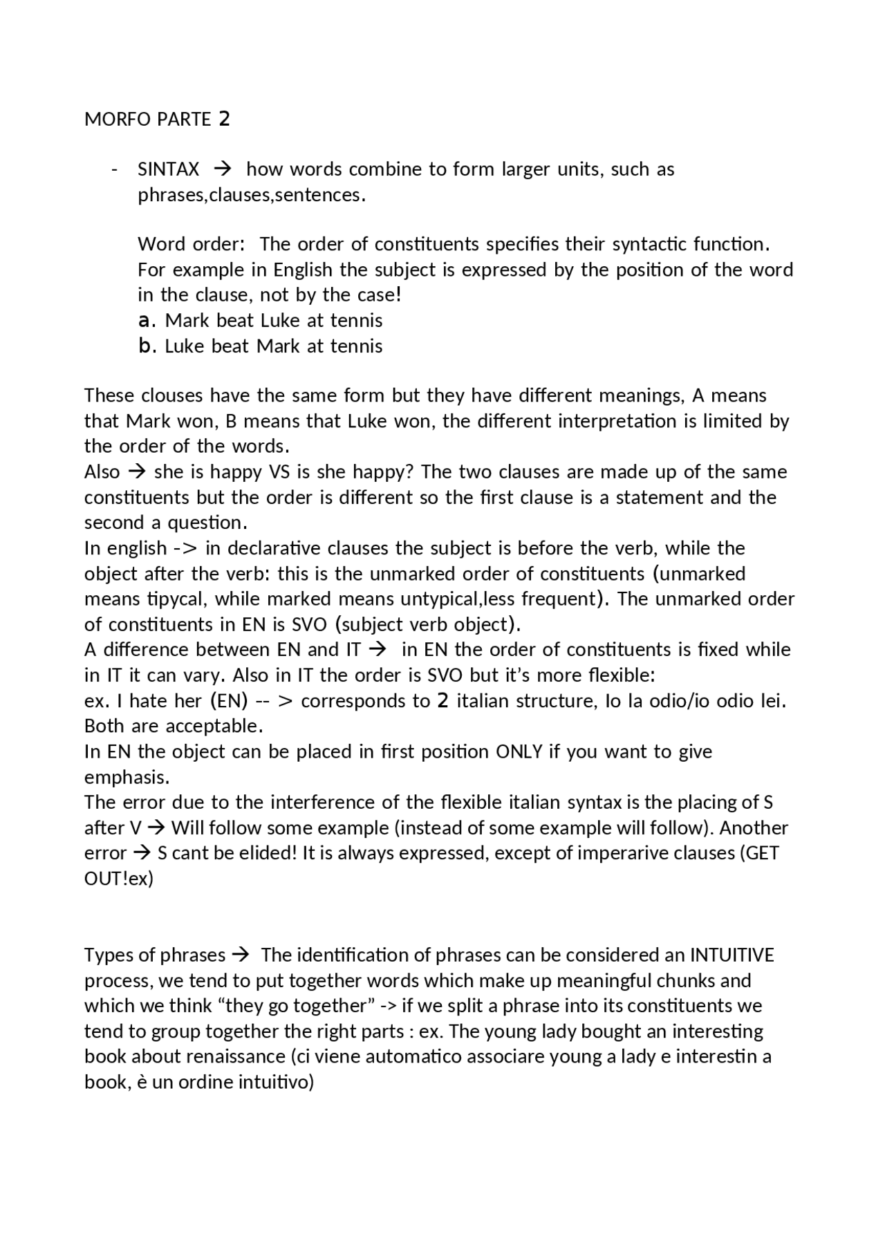 Riassunti Pulcini (Morfosintassi/Fonologia inglese) - Docsity