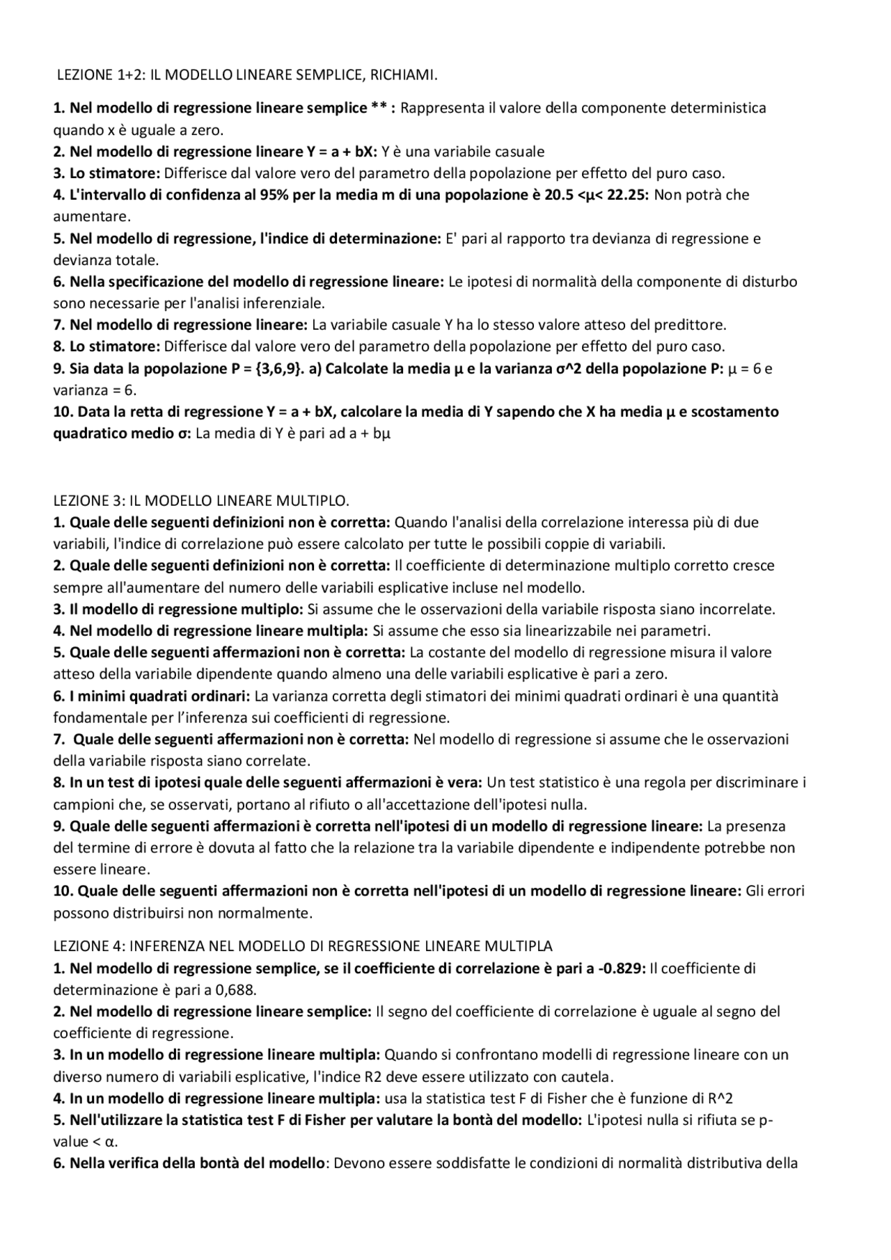 Statistica Aziendale Prova Test Mercatorum Docsity