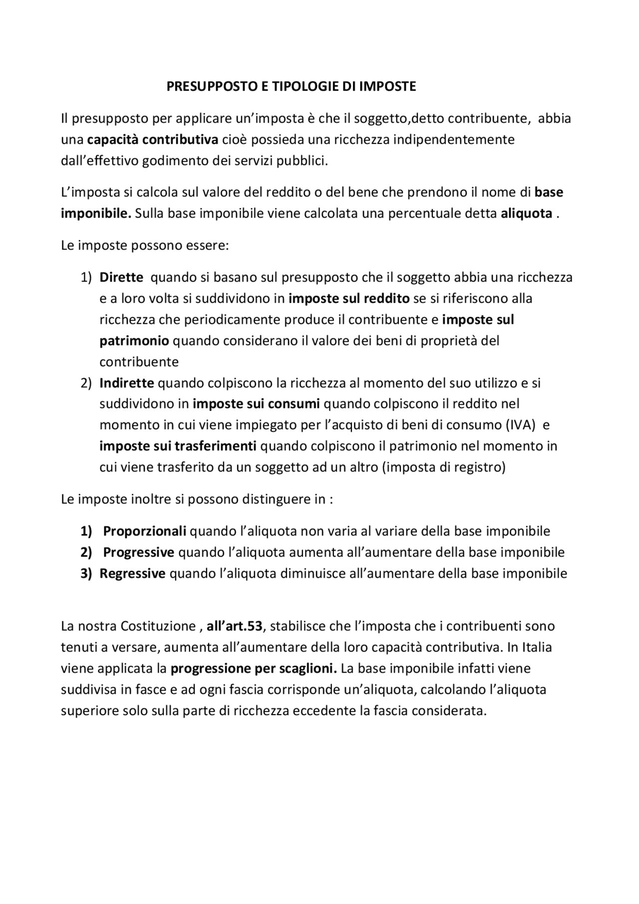 Le Imposte Varie Tipologie Docsity
